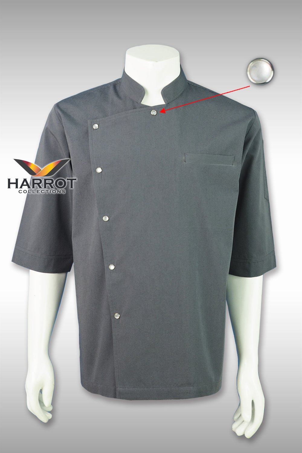 Indigo Grey chef jacket (FSS0352) - harrot