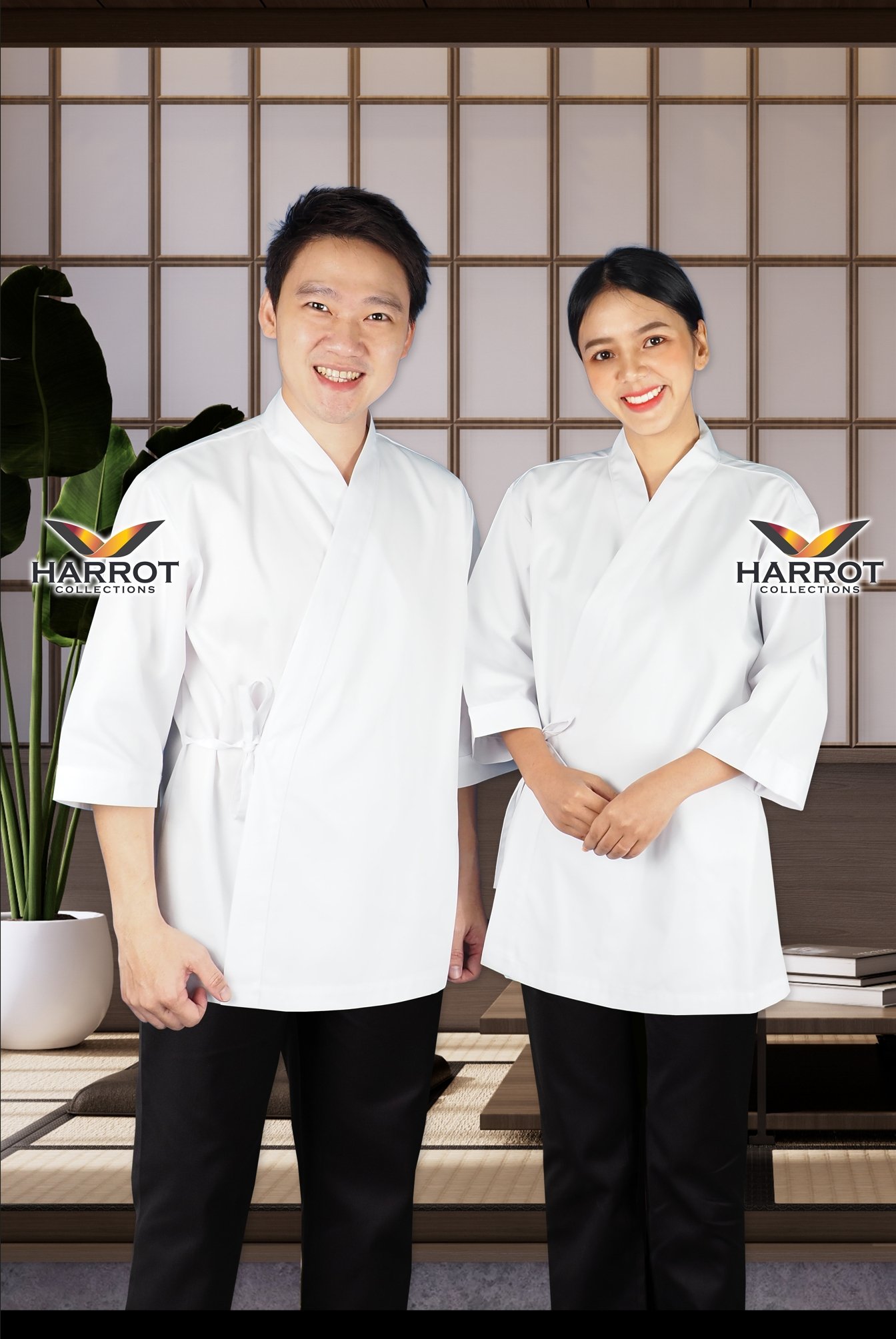 White Japanese Chef Jacket (FSS0610) Unisex - harrot