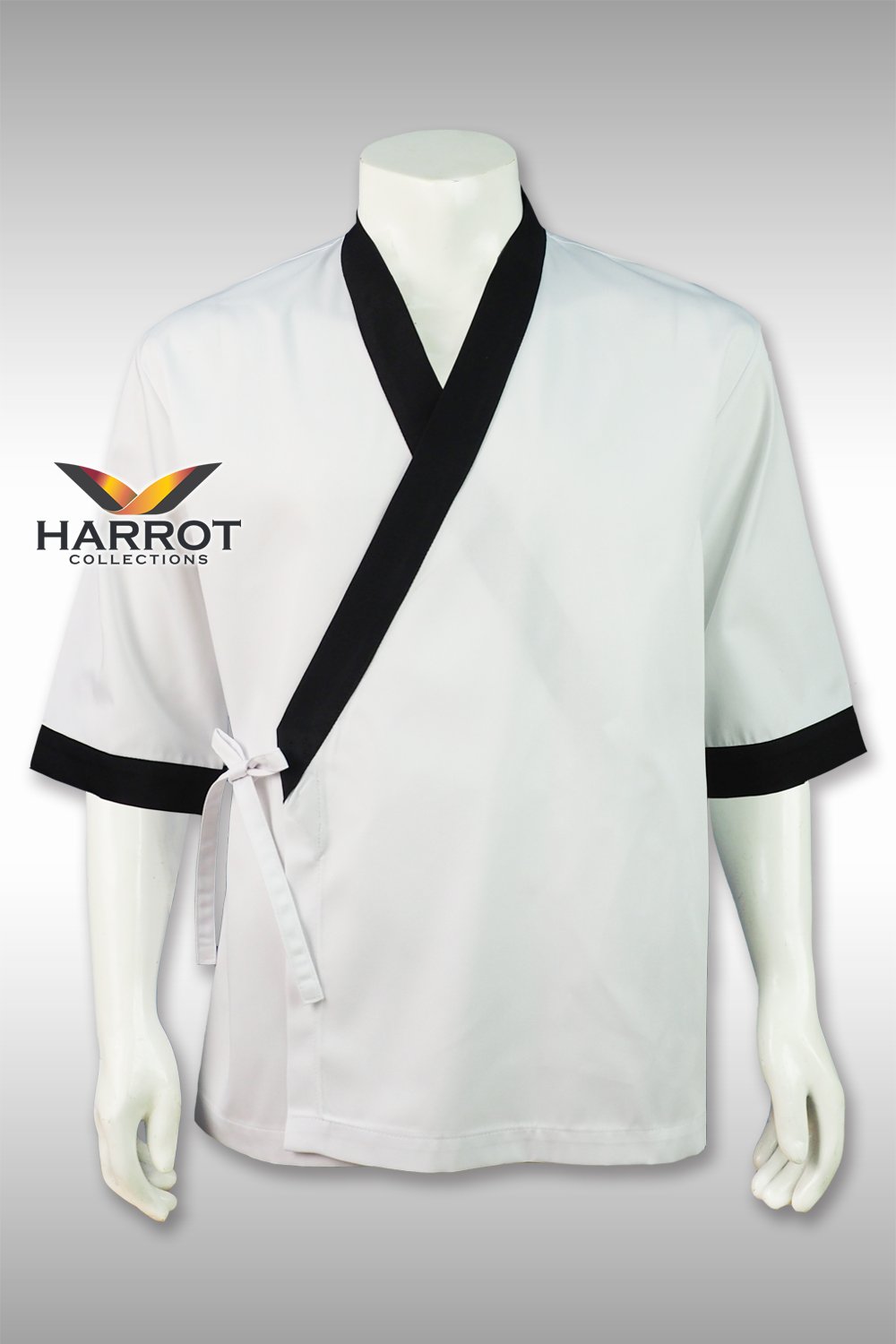 Black piping white Japanese Chef Jacket - harrot