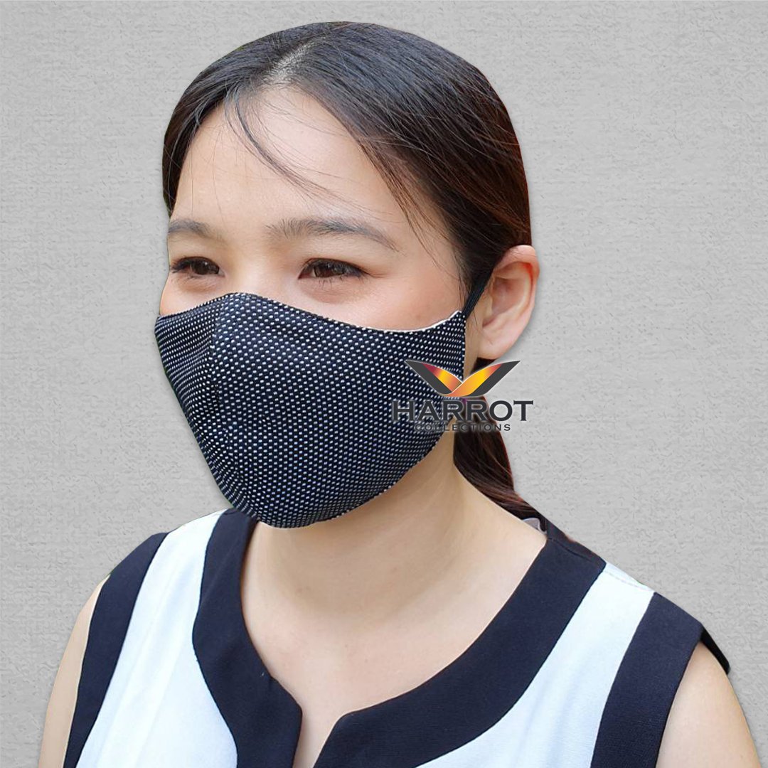 White-Black Water Repellent Fabric Mask (MAS0102) - harrot