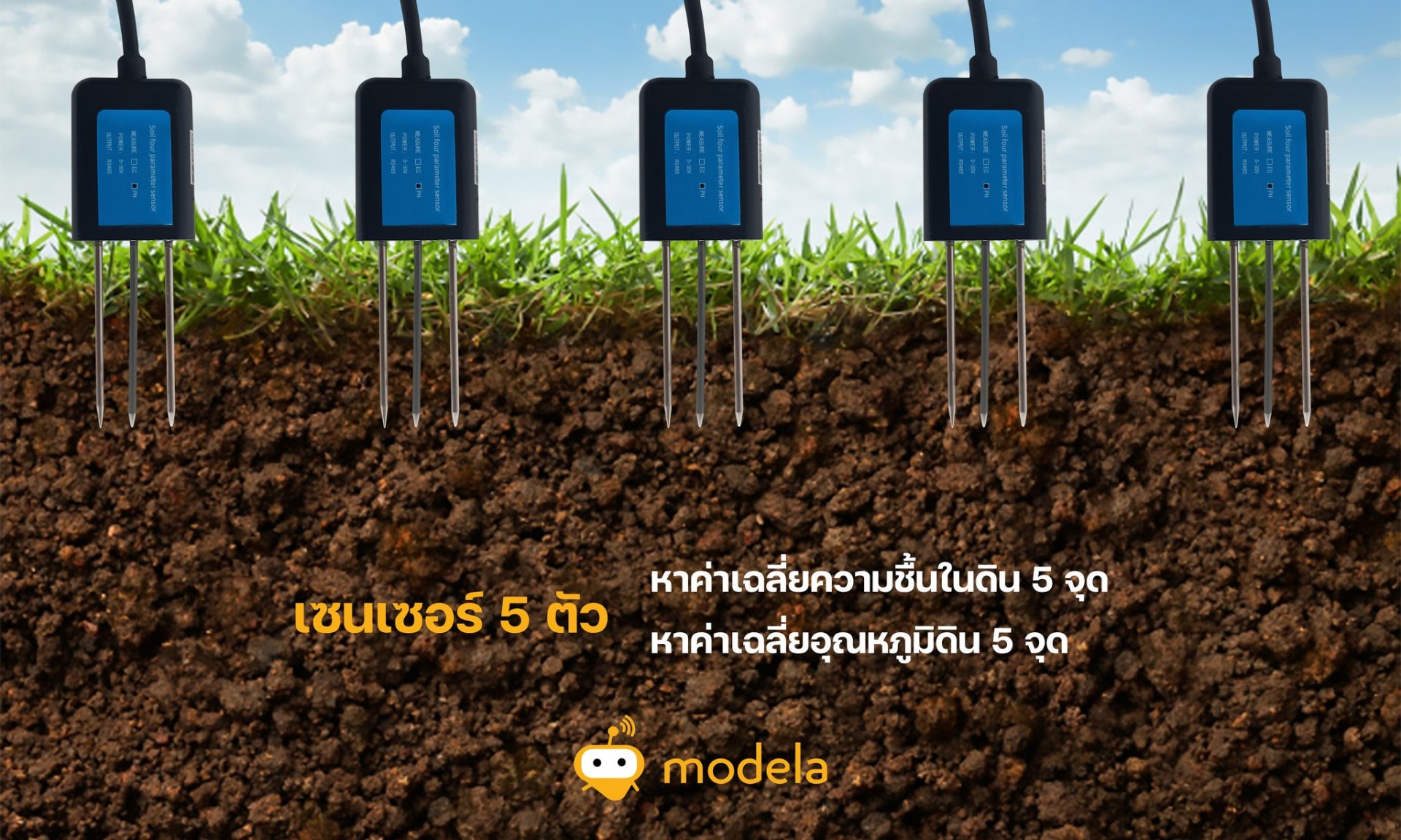 วัดความชื้นในดินแบบแม่นยำ ด้วยเซนเซอร์ 2 in 1 RS485(SMR2) - store