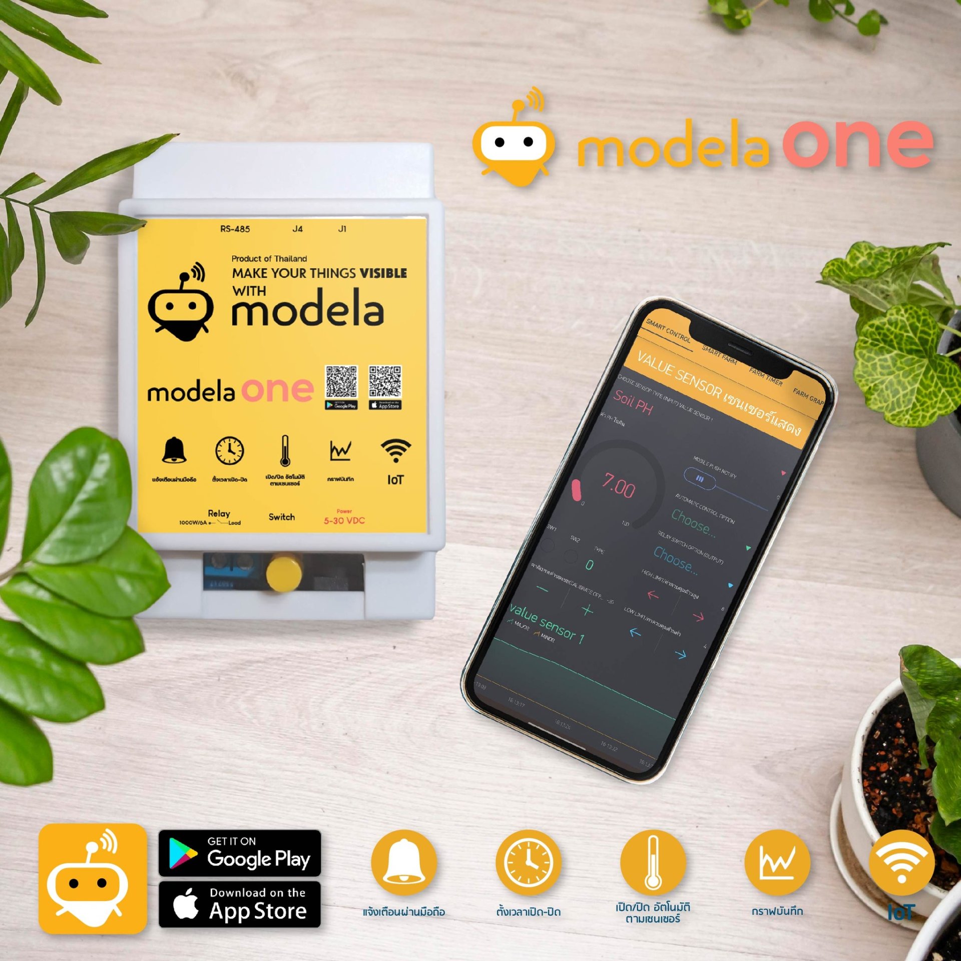 modela ONE กล่อง IoT รุ่นใหม่แบบ 1 ช่องควบคุม รองรับเซนเซอร์กว่า 50 ชนิด ควบคุมผ่านมือถือ - store