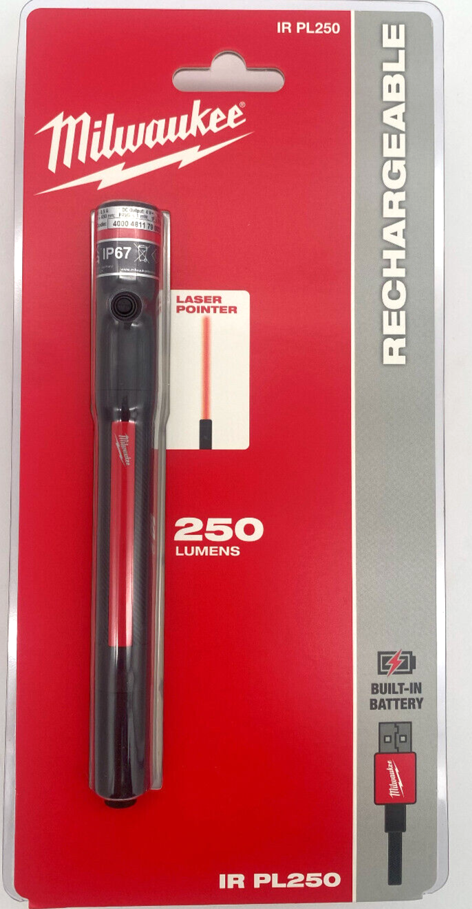 Milwaukee IR PL250 ไฟฉายปากกา แบบชาร์จไฟได้ 250 ลูเมน - milnon