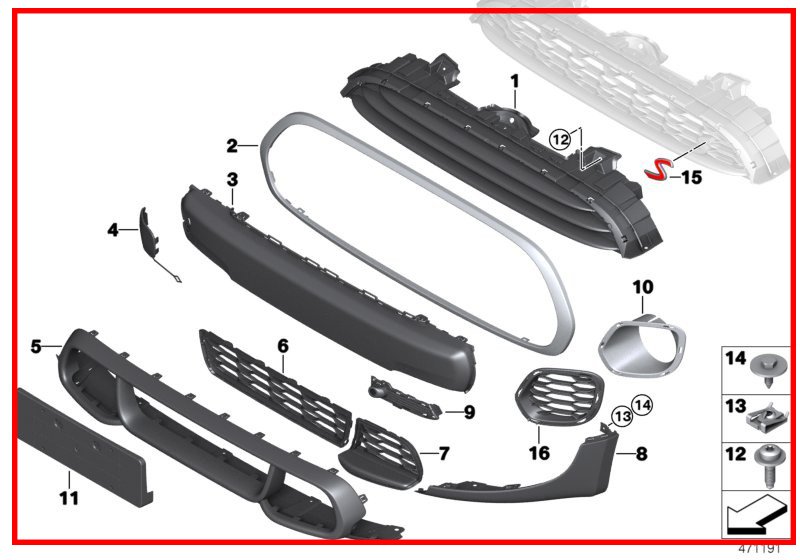Front bumper complete set 51117337791 7337791 51137300589 7300589 ...