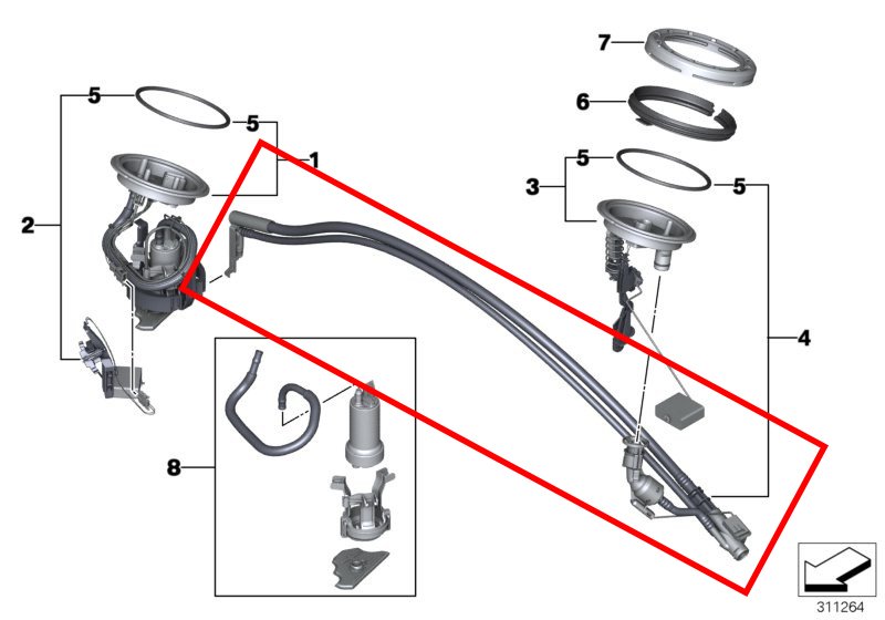 Sucking jet pump with lines 16116759836 6759836 - sseuroparts