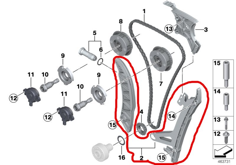 ตัวปรับความตึงโซ่และร่องนำ หมายเลขชิ้นส่วน: 11317592877 7592877 FEBI ...