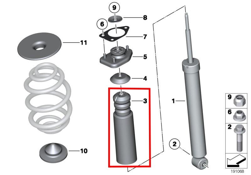 ตัวกันกระแทกเสริม ด้านหลัง หมายเลขชิ้นส่วน: 33536789203 6789203 ...