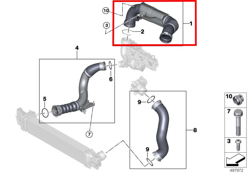 ท่ออากาศบริสุทธิ์พร้อมเรโซเนเตอร์ หมายเลขชิ้นส่วน: 13717619268 7619268 ...