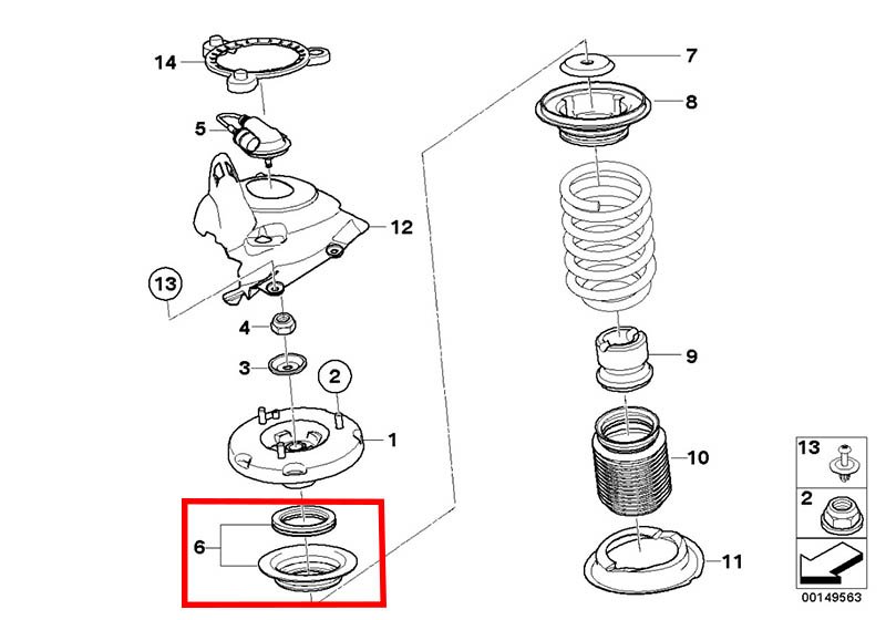Upper spring pocket w/axial cage bearing Part number: 31331090612 ...