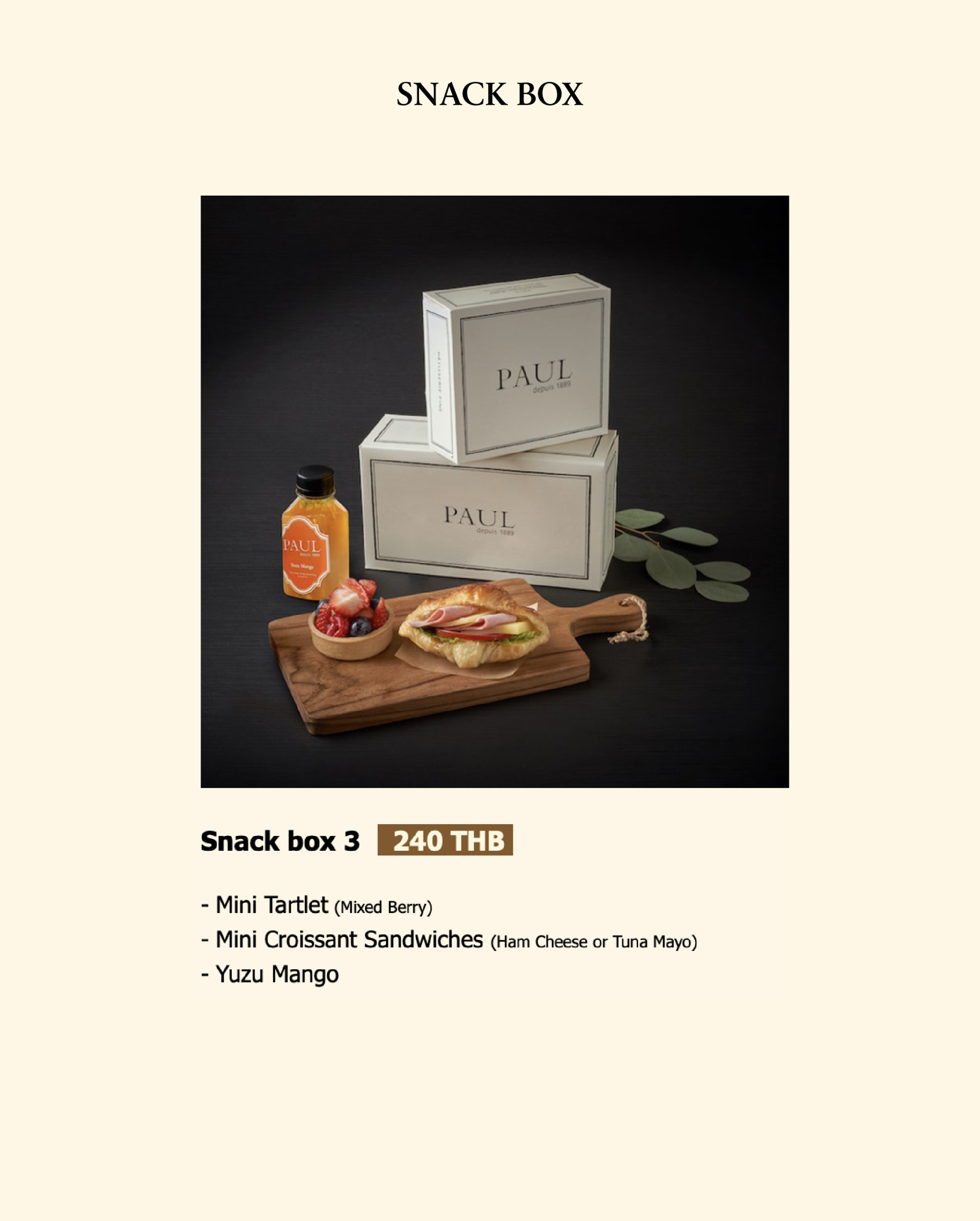 PAUL Catering menu, Snack box, - paulthailand