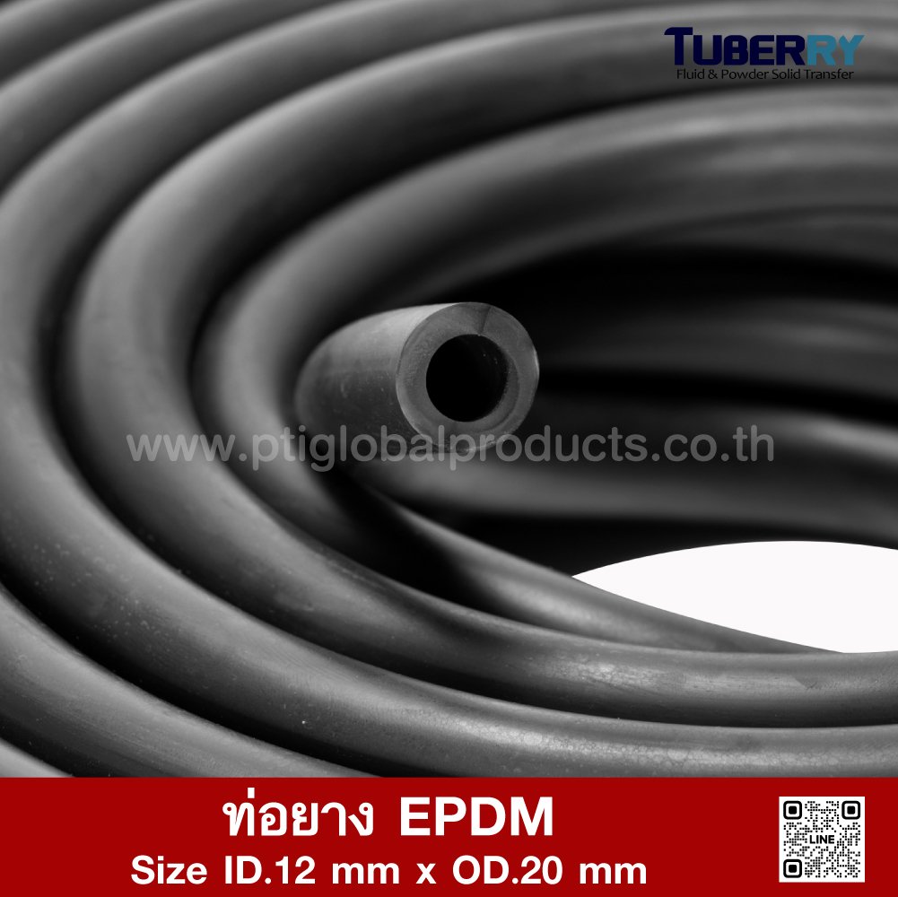 EPDM Rubber Tubing ID.12 x OD.20 mm - ptiglobalproducts