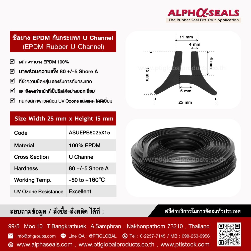 EPDM Rubber U Channel 25x15mm - ptiglobalproducts