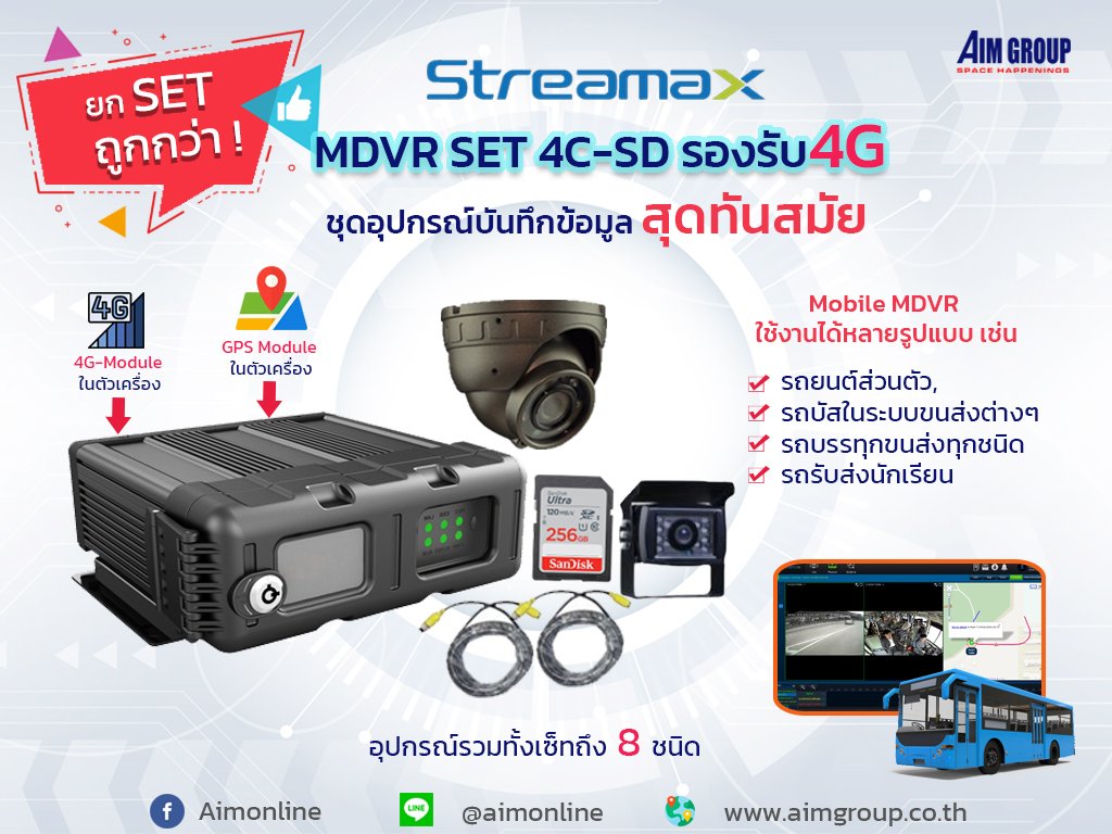 Mobile MDVR ชุดกล้อง ที่มีระบบบันทึกภาพเชื่อมต่อกล้อง - aimgroup