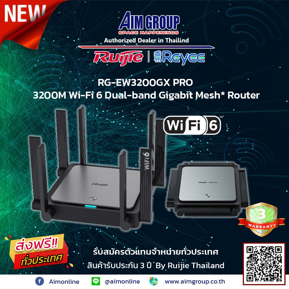 RG-EW3200GX PRO 3200M Wi-Fi 6 Dual-band Gigabit Mesh Router - aimgroup