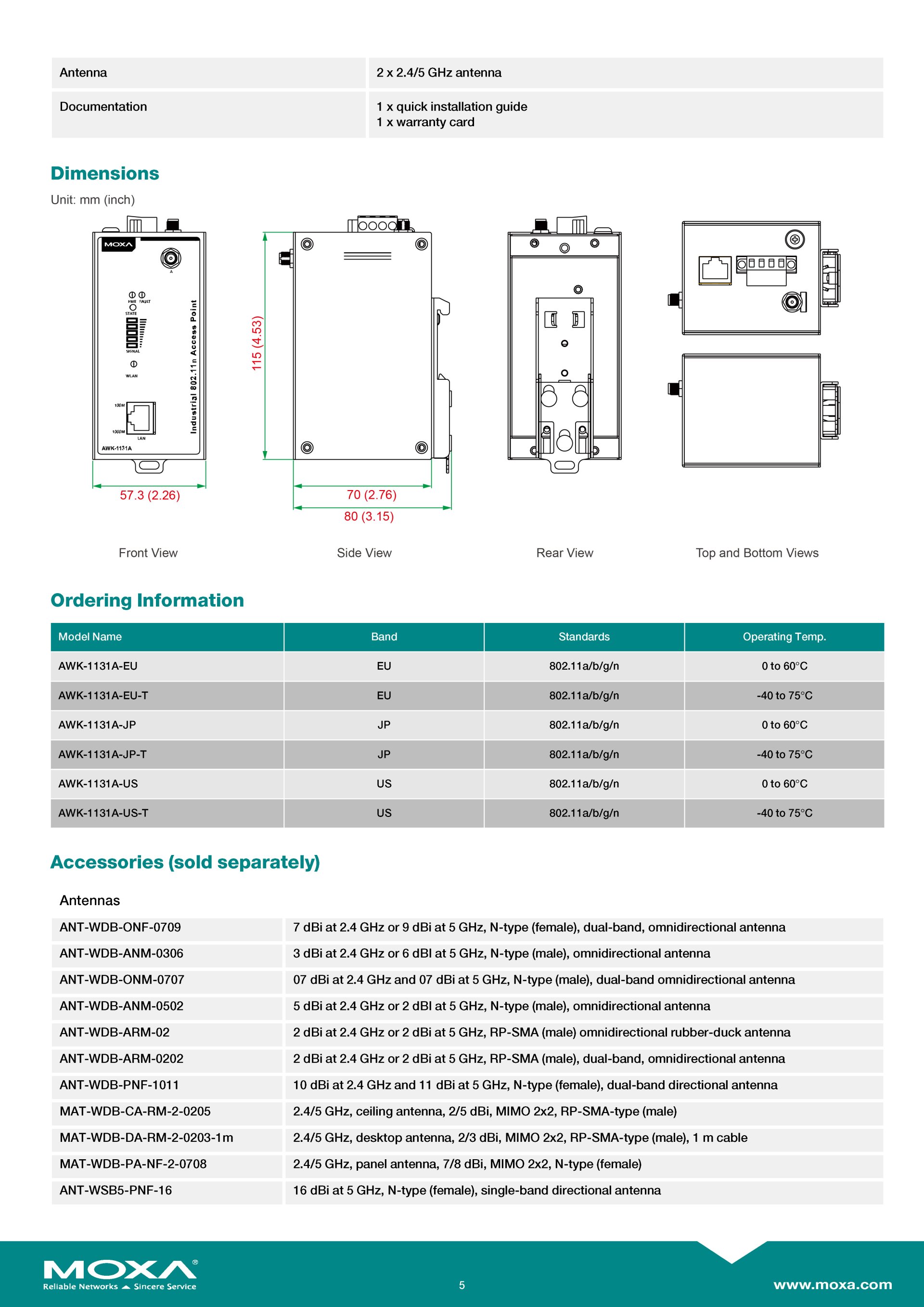 Moxa Industrial Access Point AWK-1131A-US - aimgroup