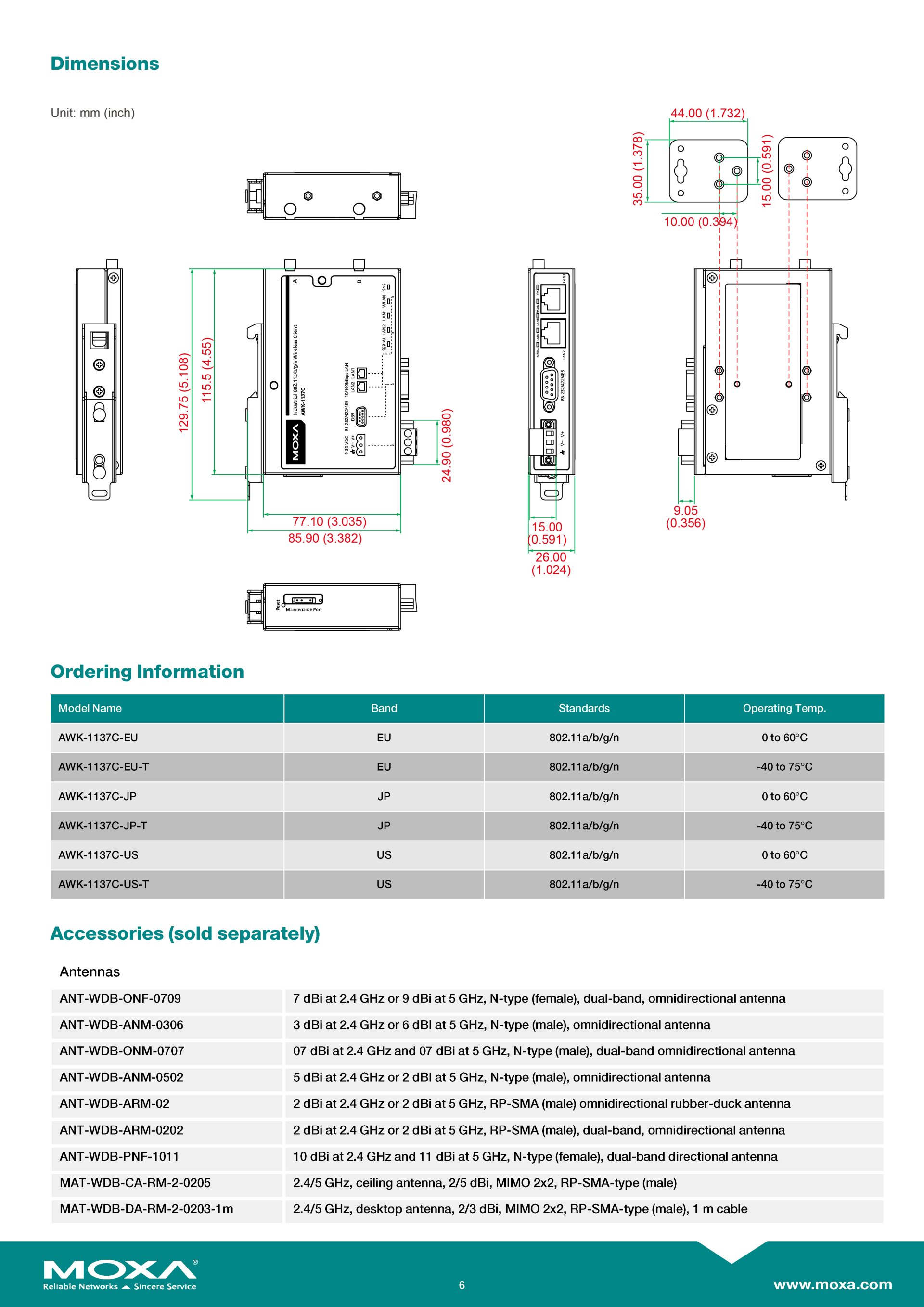 AWK-1137C-US Moxa Industrial Access Point - aimgroup