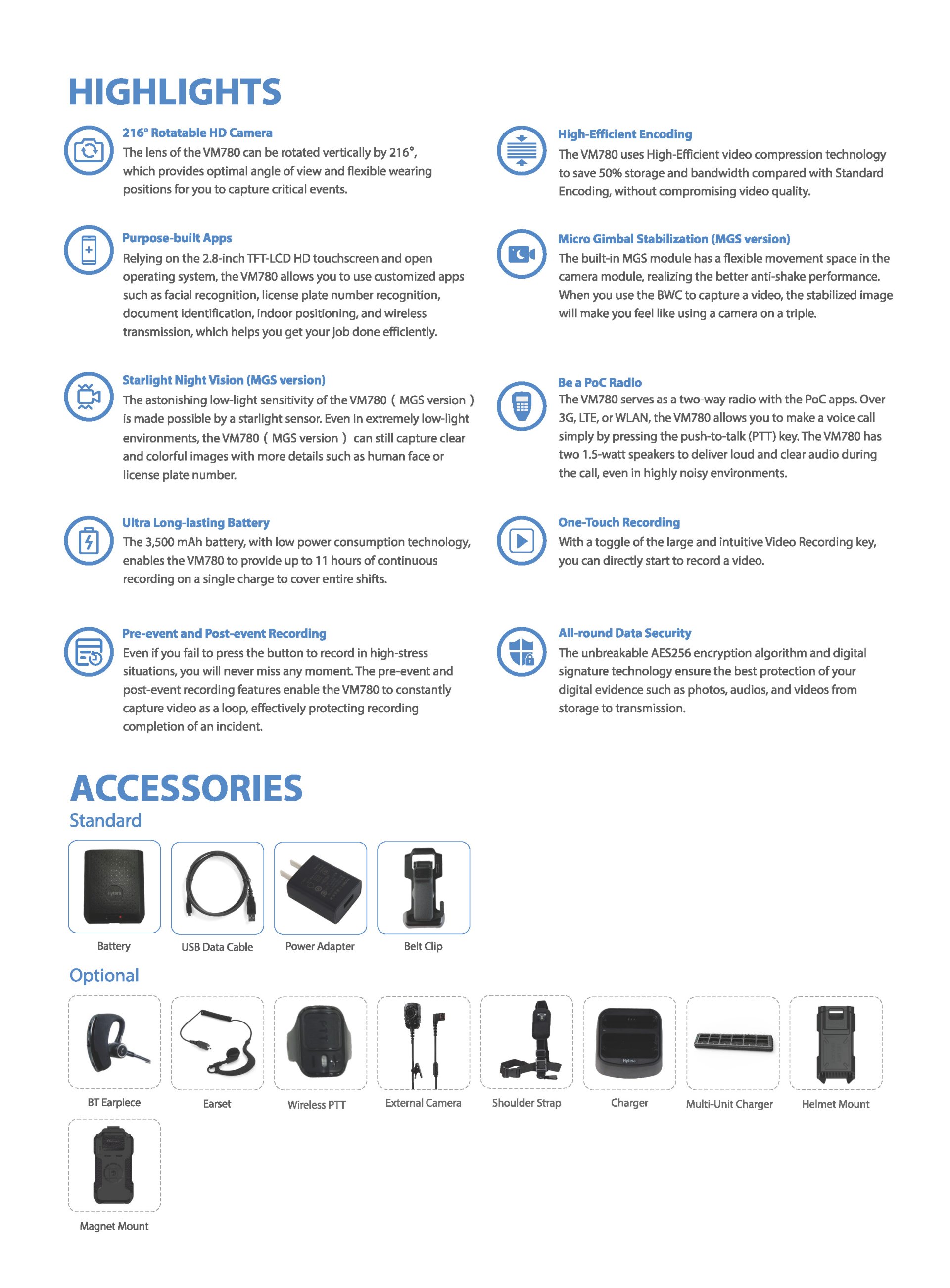 Hytera 2MP 4G Body Camera with 4G and WIFI รุ่น VM780 - aimgroup