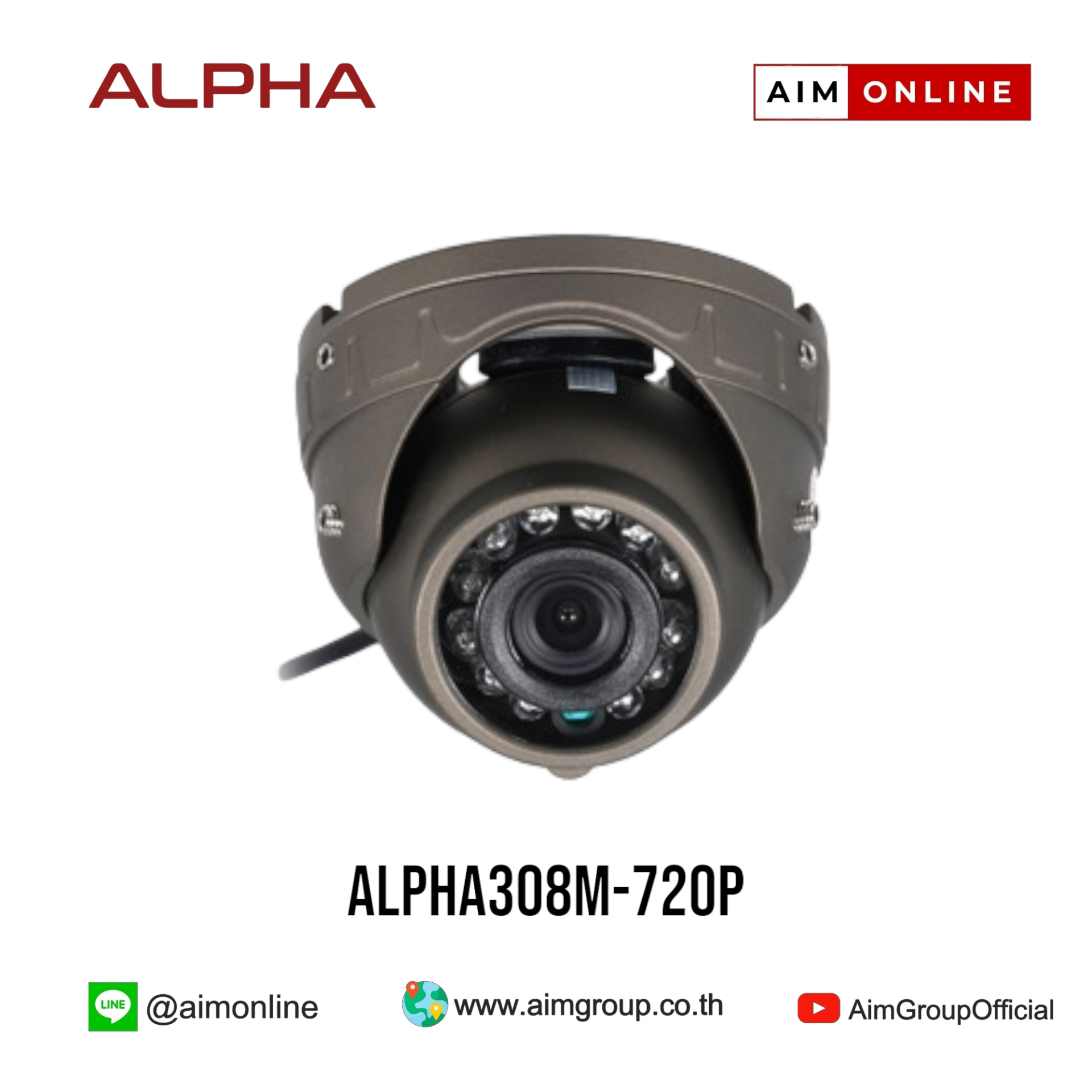 ALPHA308M-720P 720P AHD/TVI/CVI Vehicle IR Dome - aimgroup