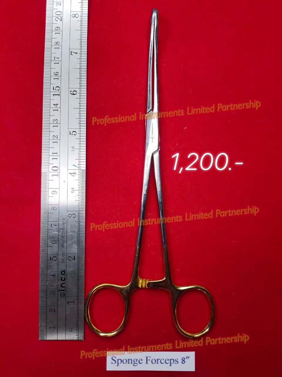 Sponge Forceps 8"-Gold - professionalinstrumentsthailand