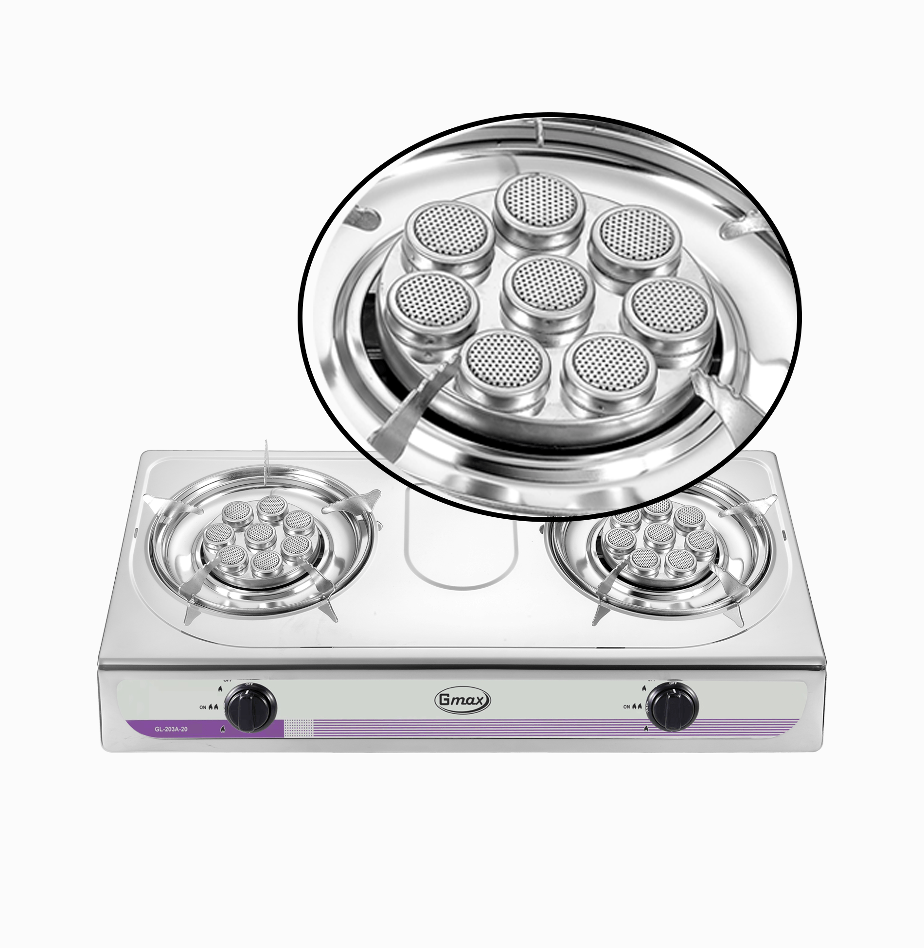 Gmax Stainless Gas Stove Turbo Burner GL-201B - gmax