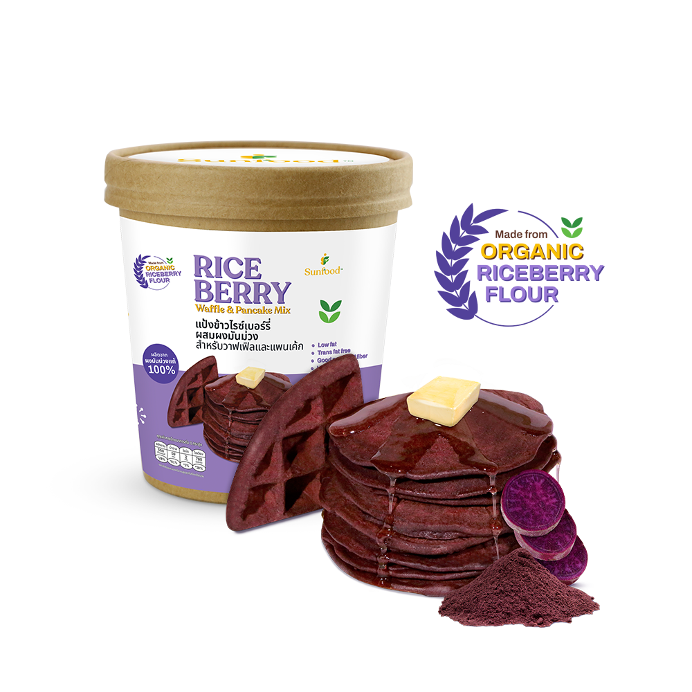 Riceberry Rice Flour Waffle & Pancake Mix (Purple Potato) - sunfoodthailand