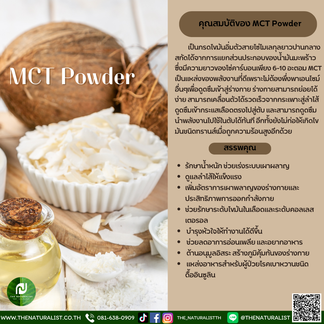 มะพร้าวเอ็มซีที แบบผง ผงมะพร้าว (ผง mct) - Mct Powder - thenaturalist