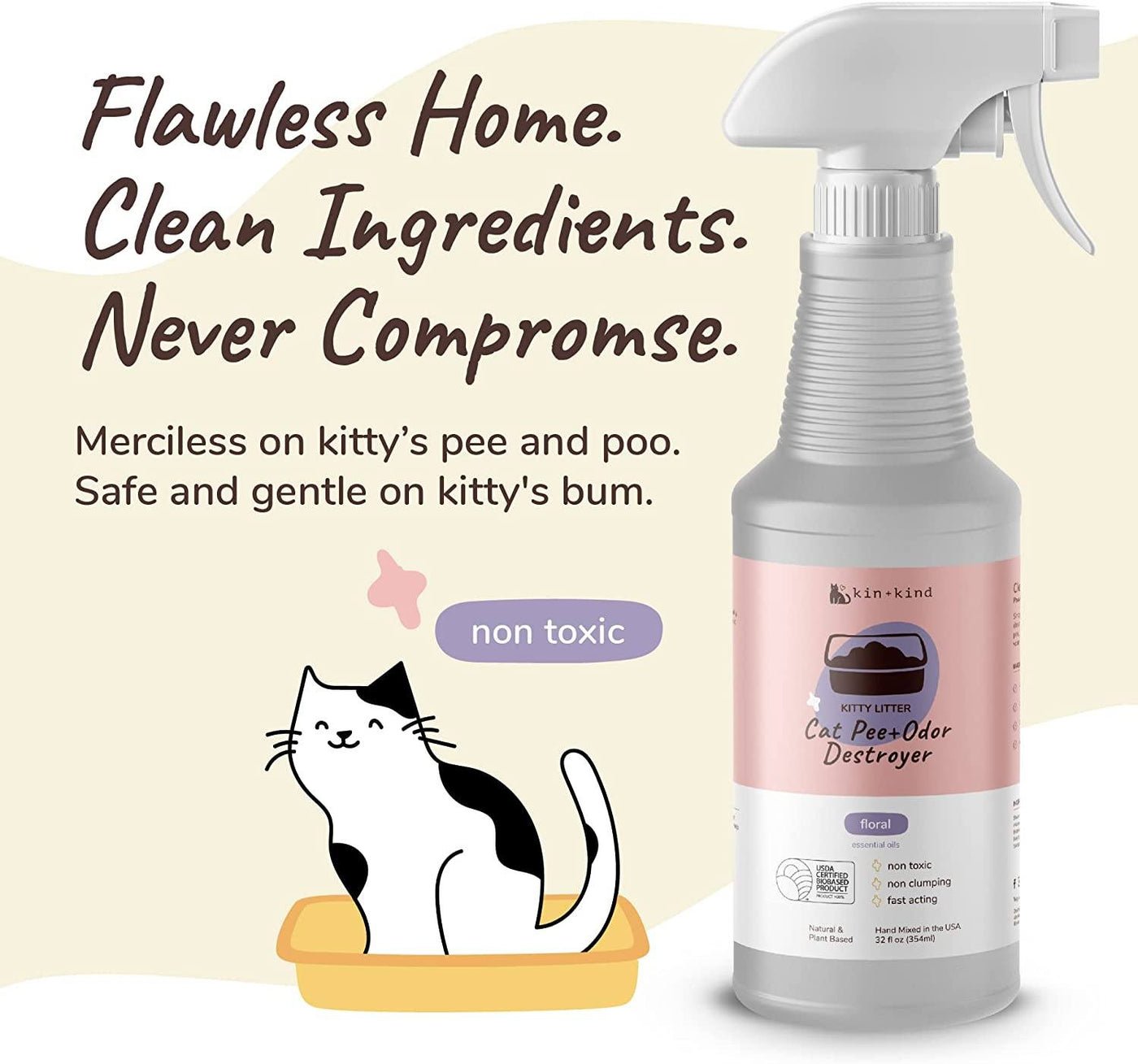 Kin+Kind Cat Pee+Odor Destroyer (Kitty Litter) 946 ml. - petclub