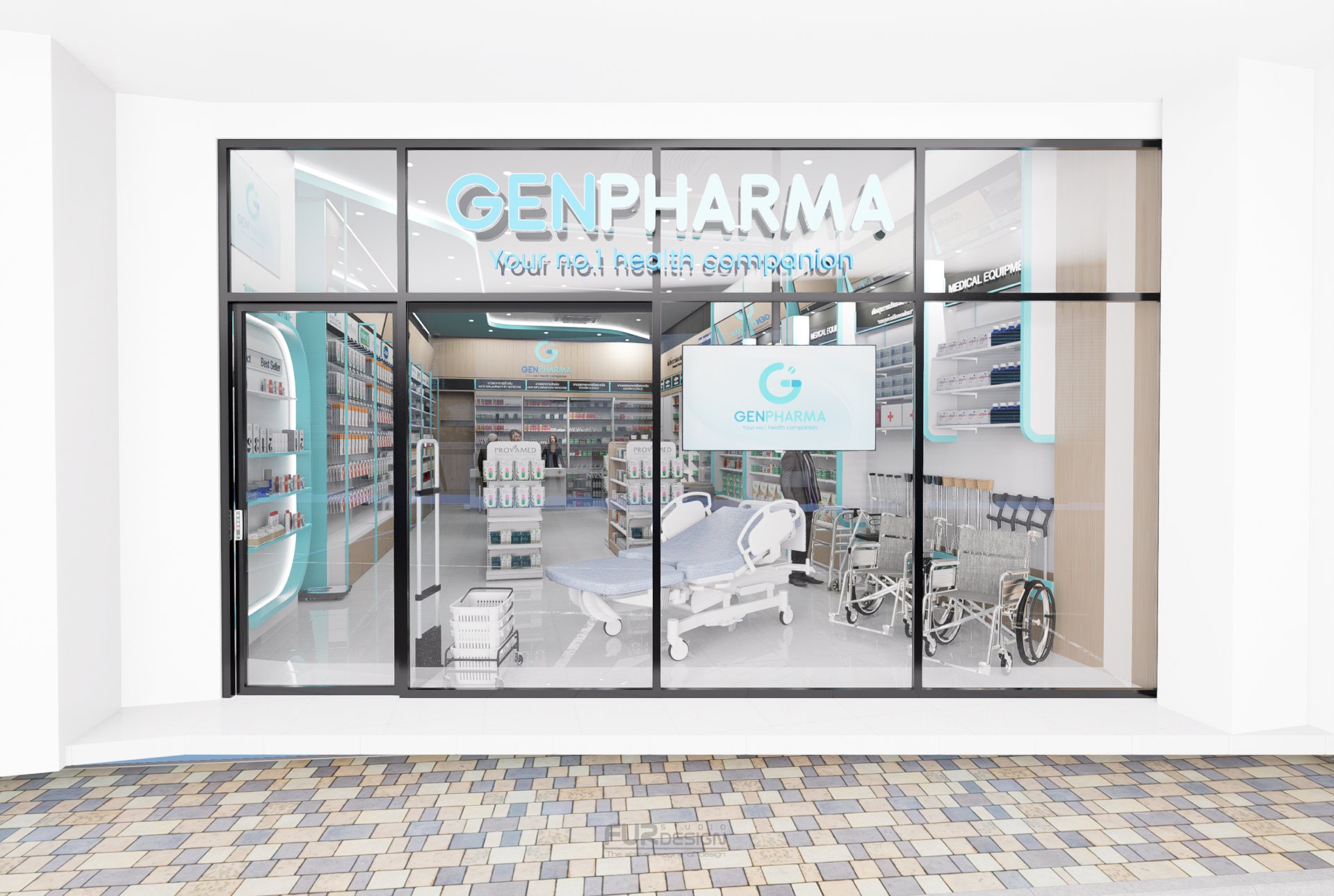 ออกแบบ ผลิต และติดตั้งร้าน : ร้าน Genpharma กทม.