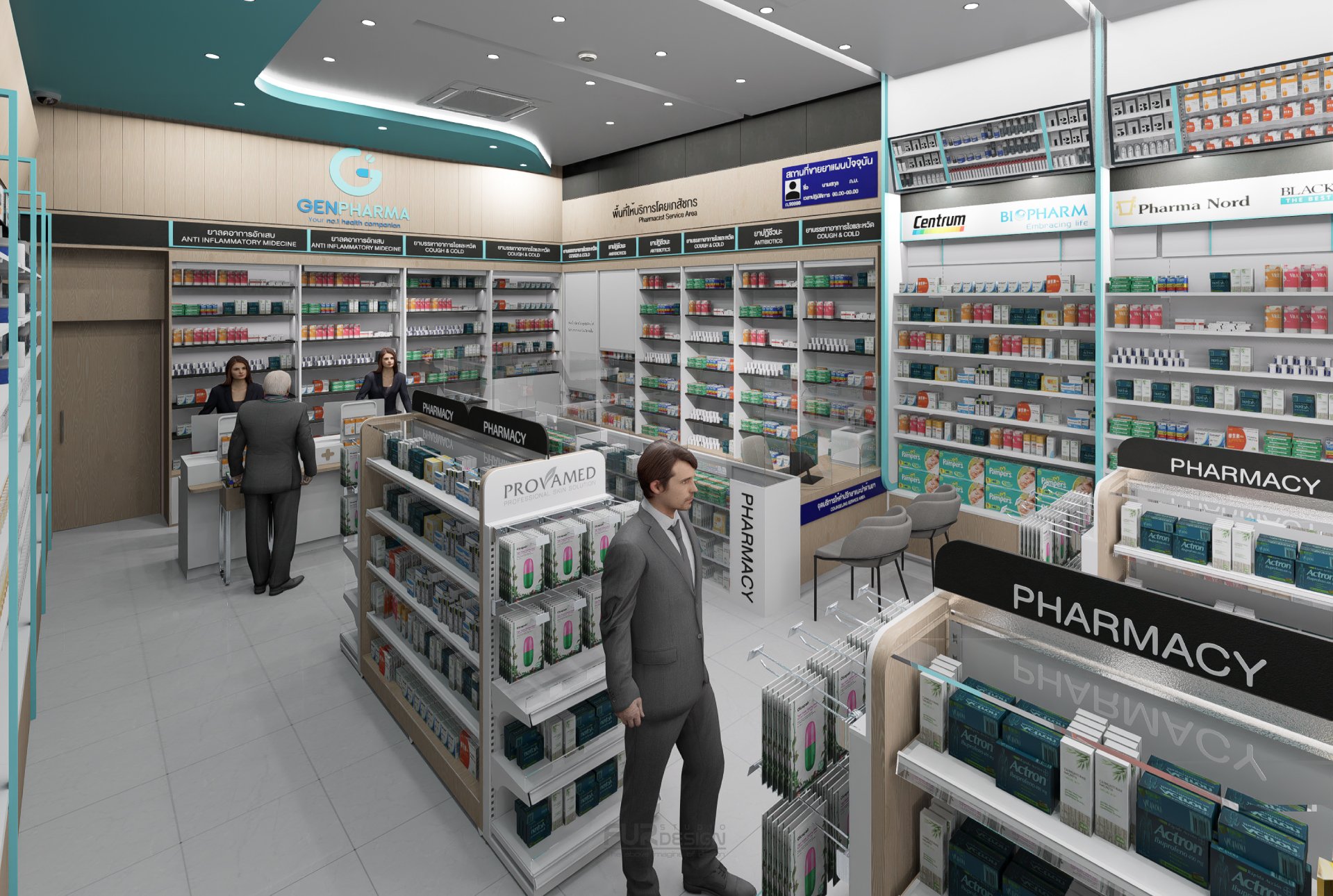 ออกแบบ ผลิต และติดตั้งร้าน : ร้าน Genpharma กทม.
