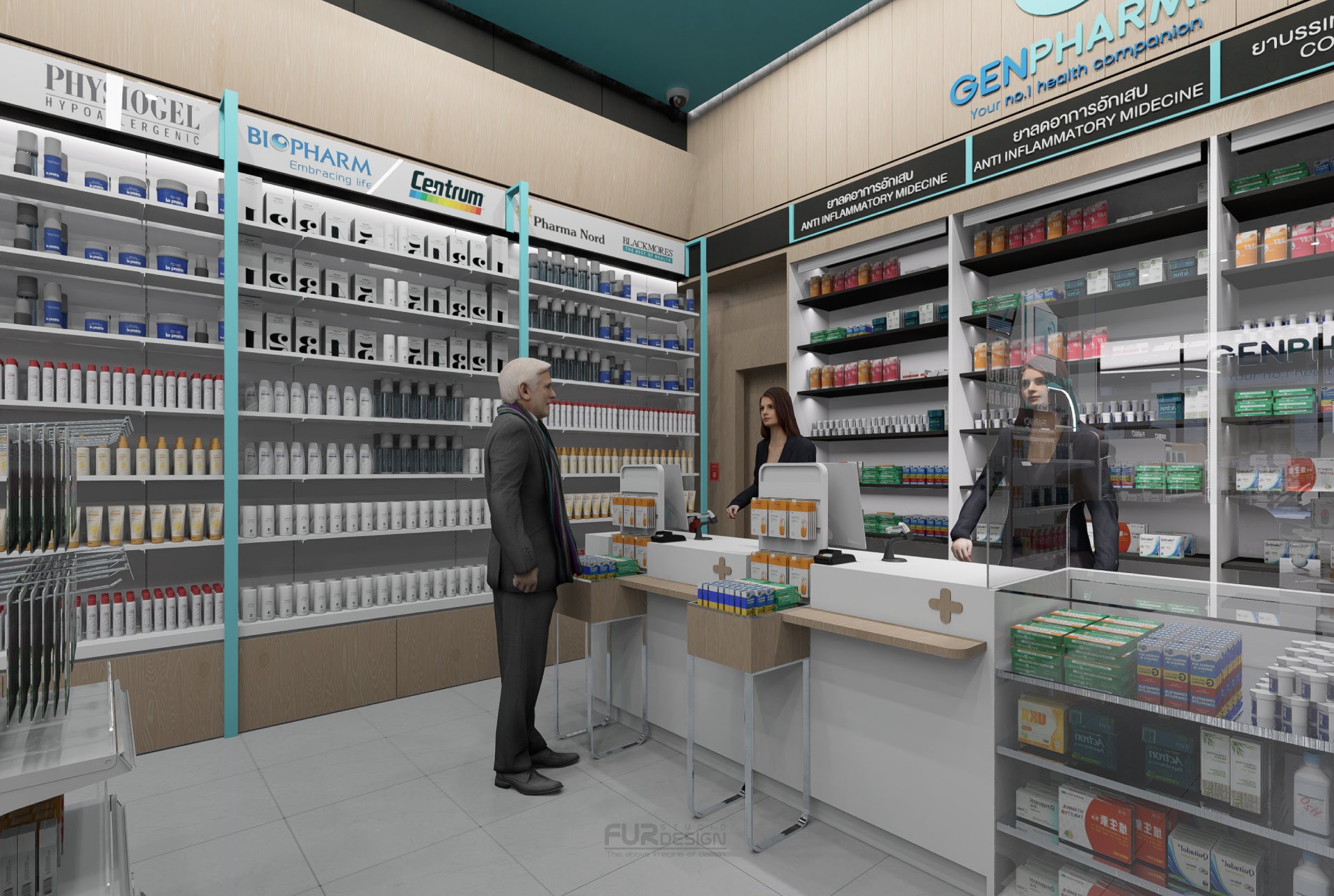 ออกแบบ ผลิต และติดตั้งร้าน : ร้าน Genpharma กทม.