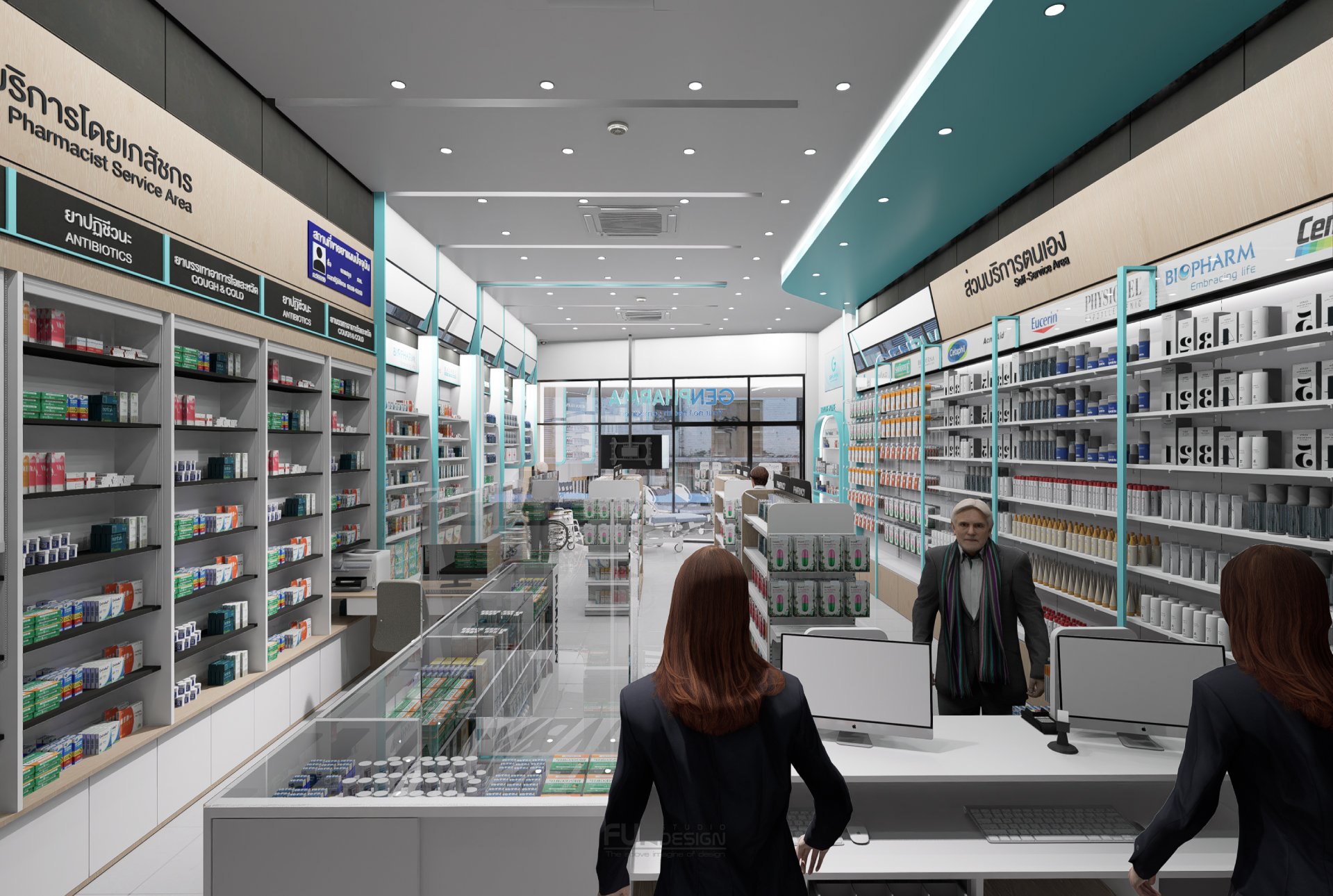 ออกแบบ ผลิต และติดตั้งร้าน : ร้าน Genpharma กทม.
