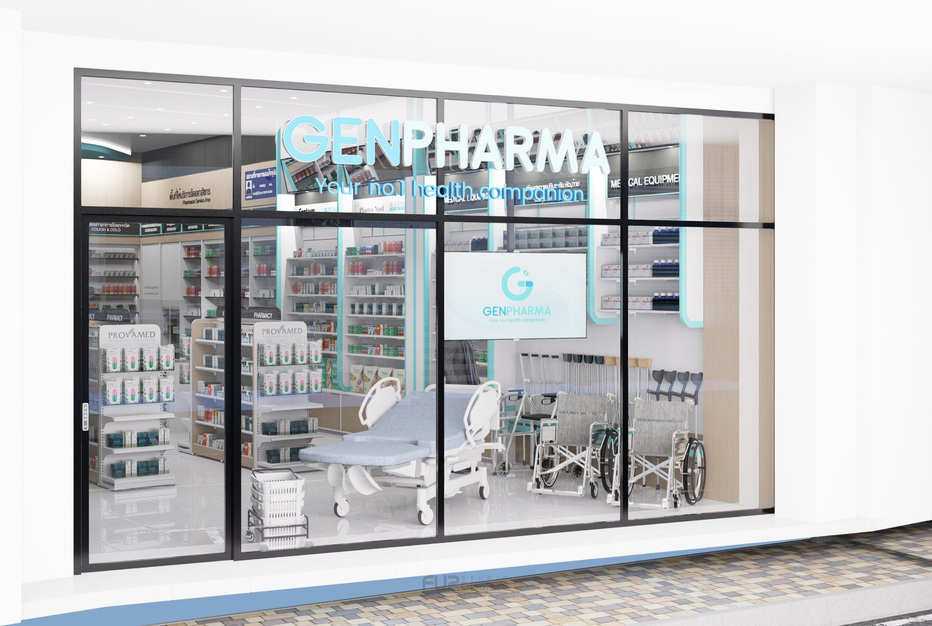 ออกแบบ ผลิต และติดตั้งร้าน : ร้าน Genpharma กทม.