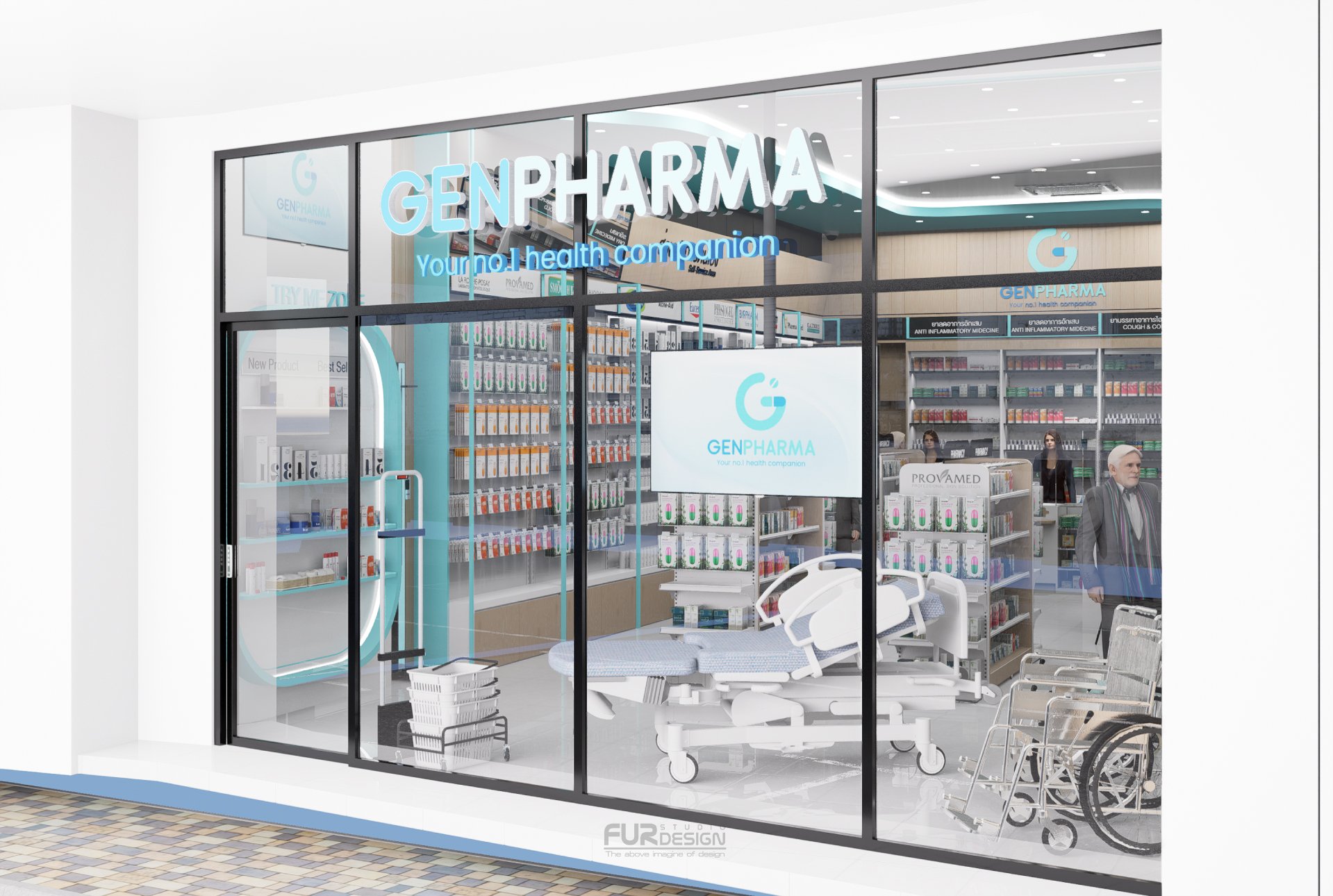 ออกแบบ ผลิต และติดตั้งร้าน : ร้าน Genpharma กทม.