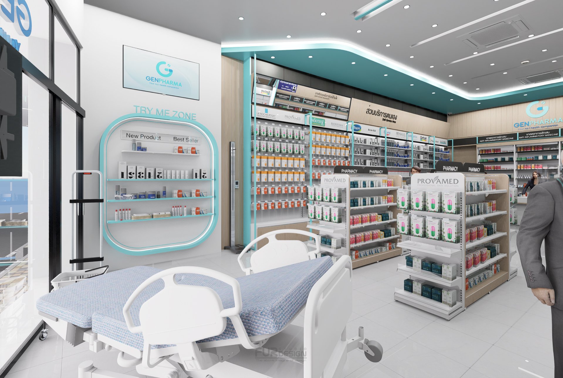 ออกแบบ ผลิต และติดตั้งร้าน : ร้าน Genpharma กทม.