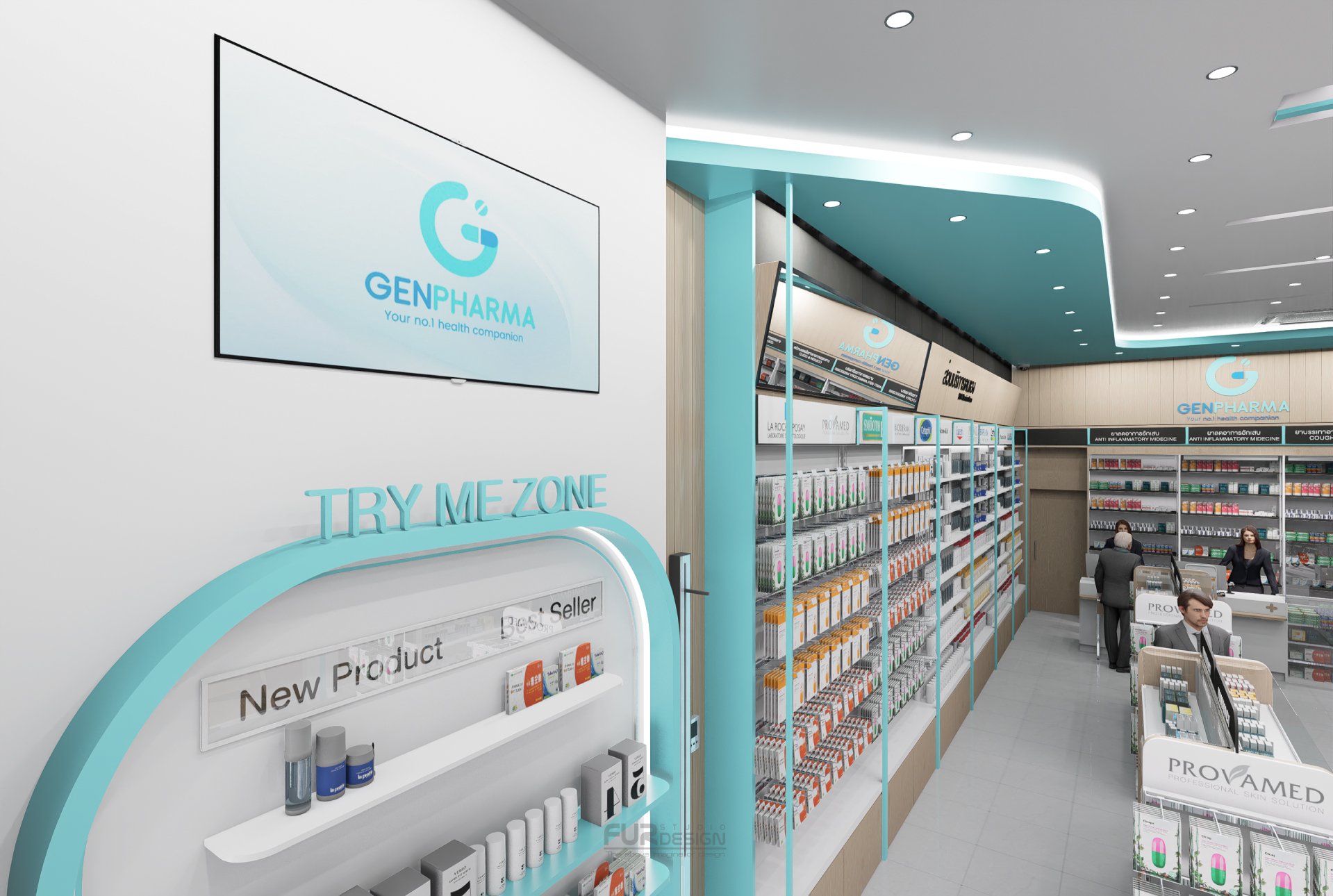 ออกแบบ ผลิต และติดตั้งร้าน : ร้าน Genpharma กทม.