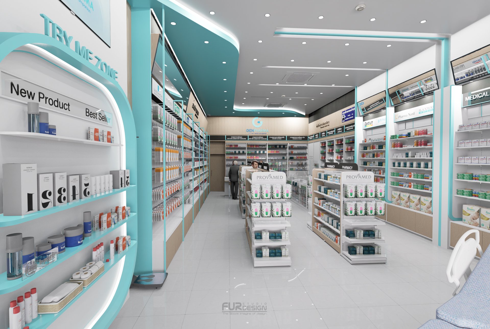 ออกแบบ ผลิต และติดตั้งร้าน : ร้าน Genpharma กทม.
