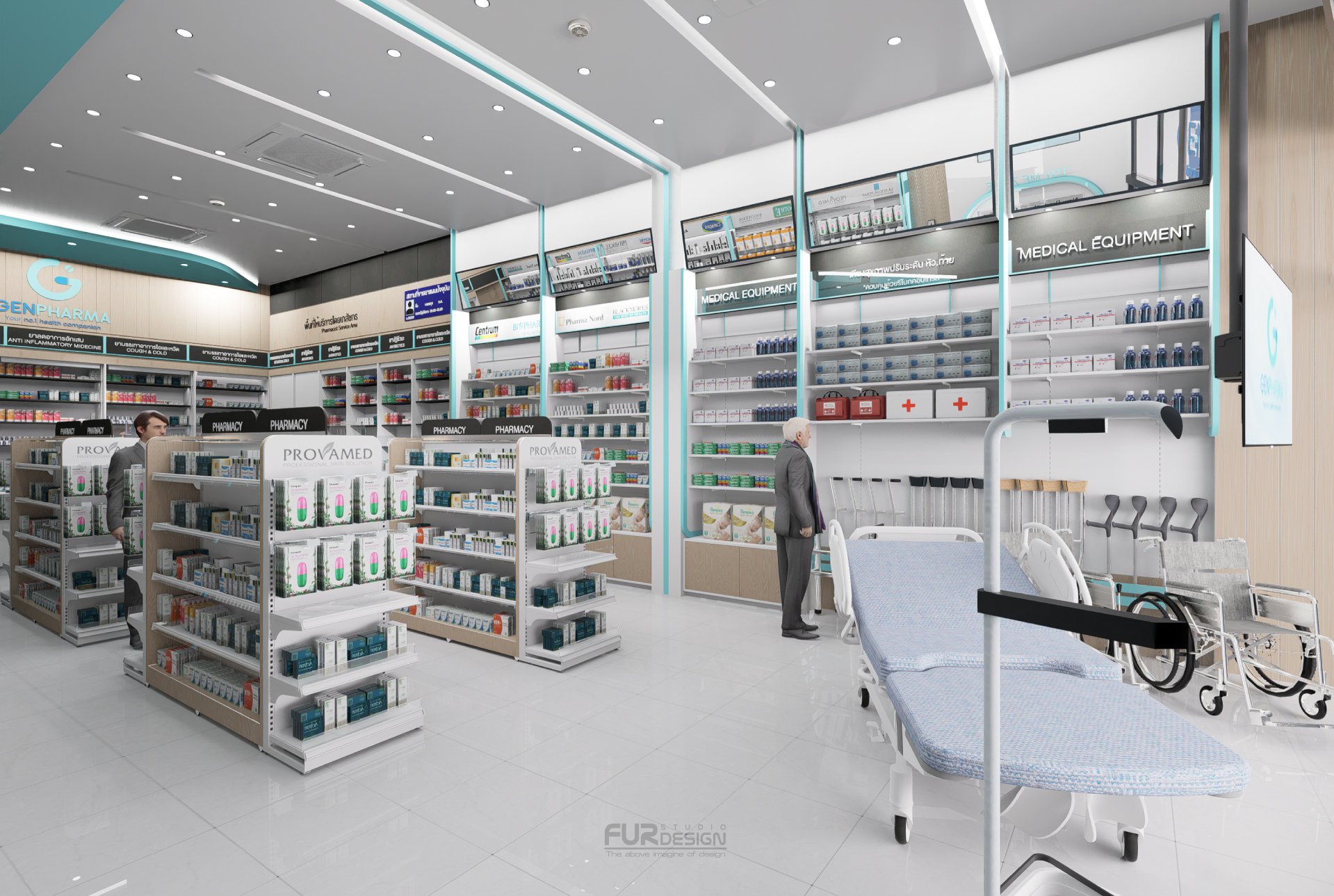 ออกแบบ ผลิต และติดตั้งร้าน : ร้าน Genpharma กทม.