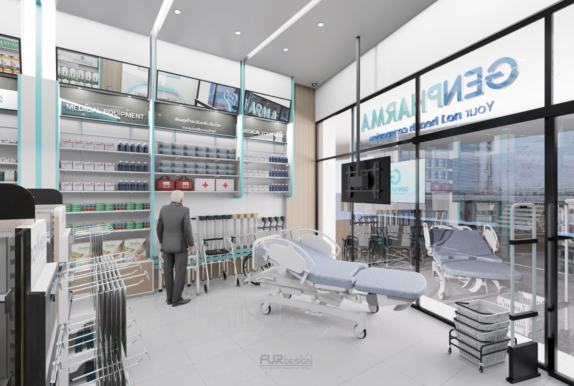 ออกแบบ ผลิต และติดตั้งร้าน : ร้าน Genpharma กทม.
