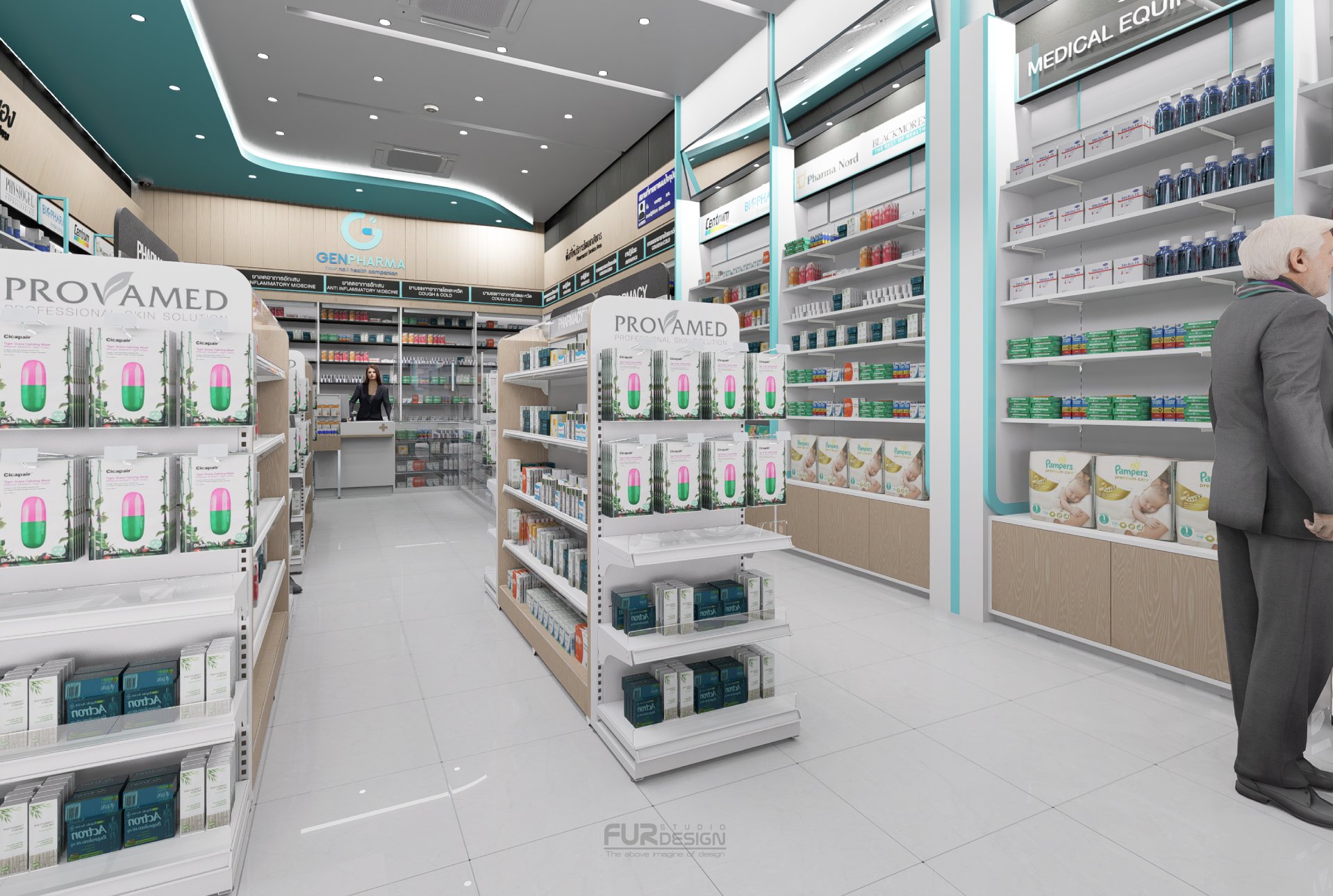 ออกแบบ ผลิต และติดตั้งร้าน : ร้าน Genpharma กทม.