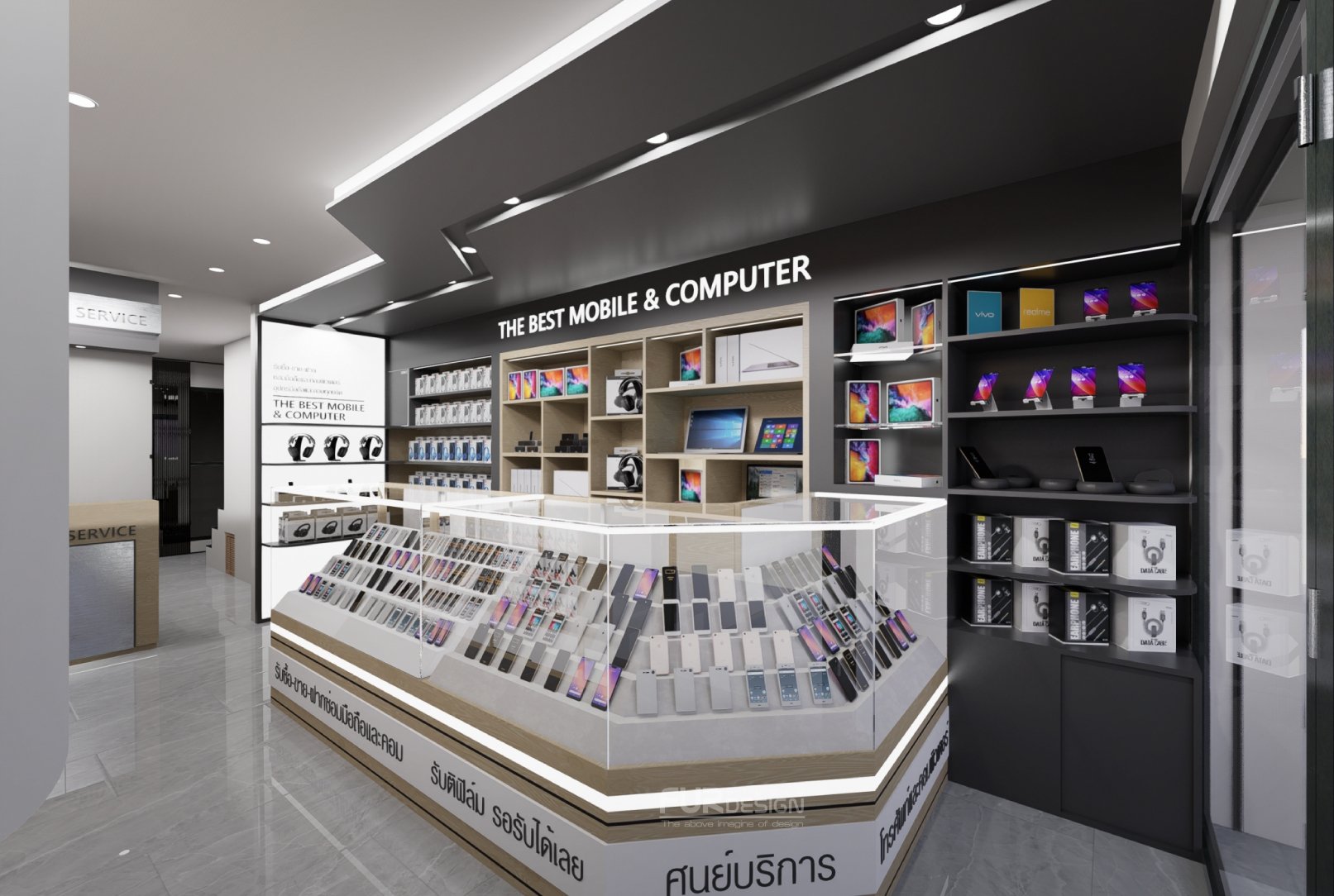 ออกแบบ ผลิต และติดตั้งร้าน : ร้าน The Best Mobile & Computer Shop กทม.