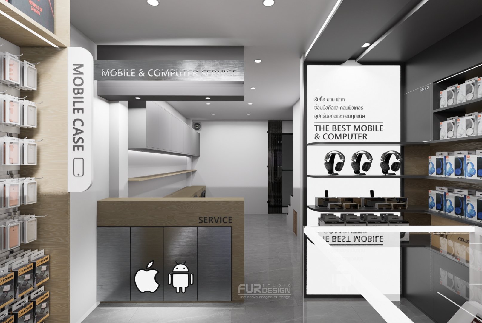 ออกแบบ ผลิต และติดตั้งร้าน : ร้าน The Best Mobile & Computer Shop กทม.