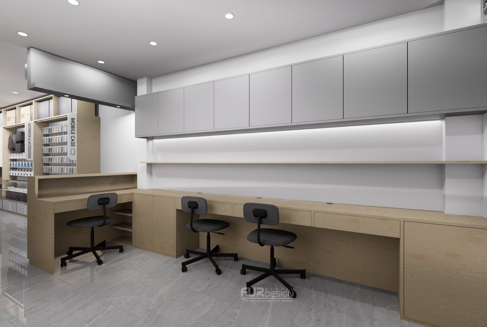 ออกแบบ ผลิต และติดตั้งร้าน : ร้าน The Best Mobile & Computer Shop กทม.