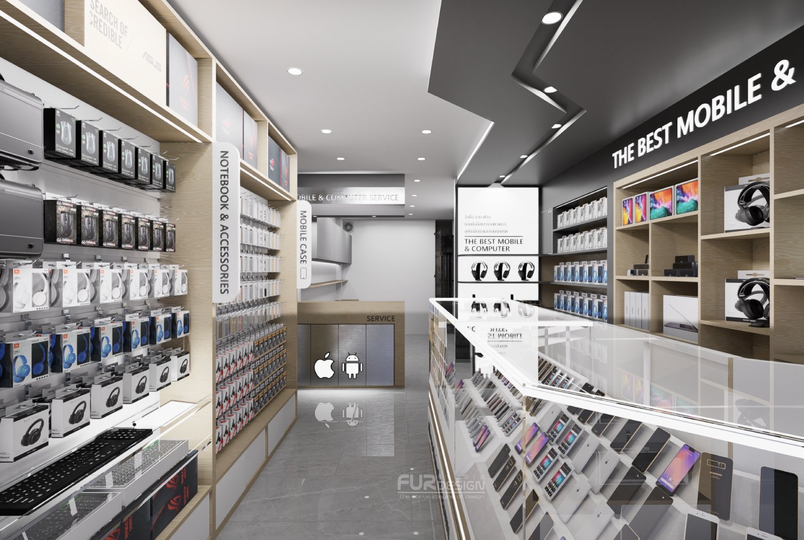 ออกแบบ ผลิต และติดตั้งร้าน : ร้าน The Best Mobile & Computer Shop กทม.