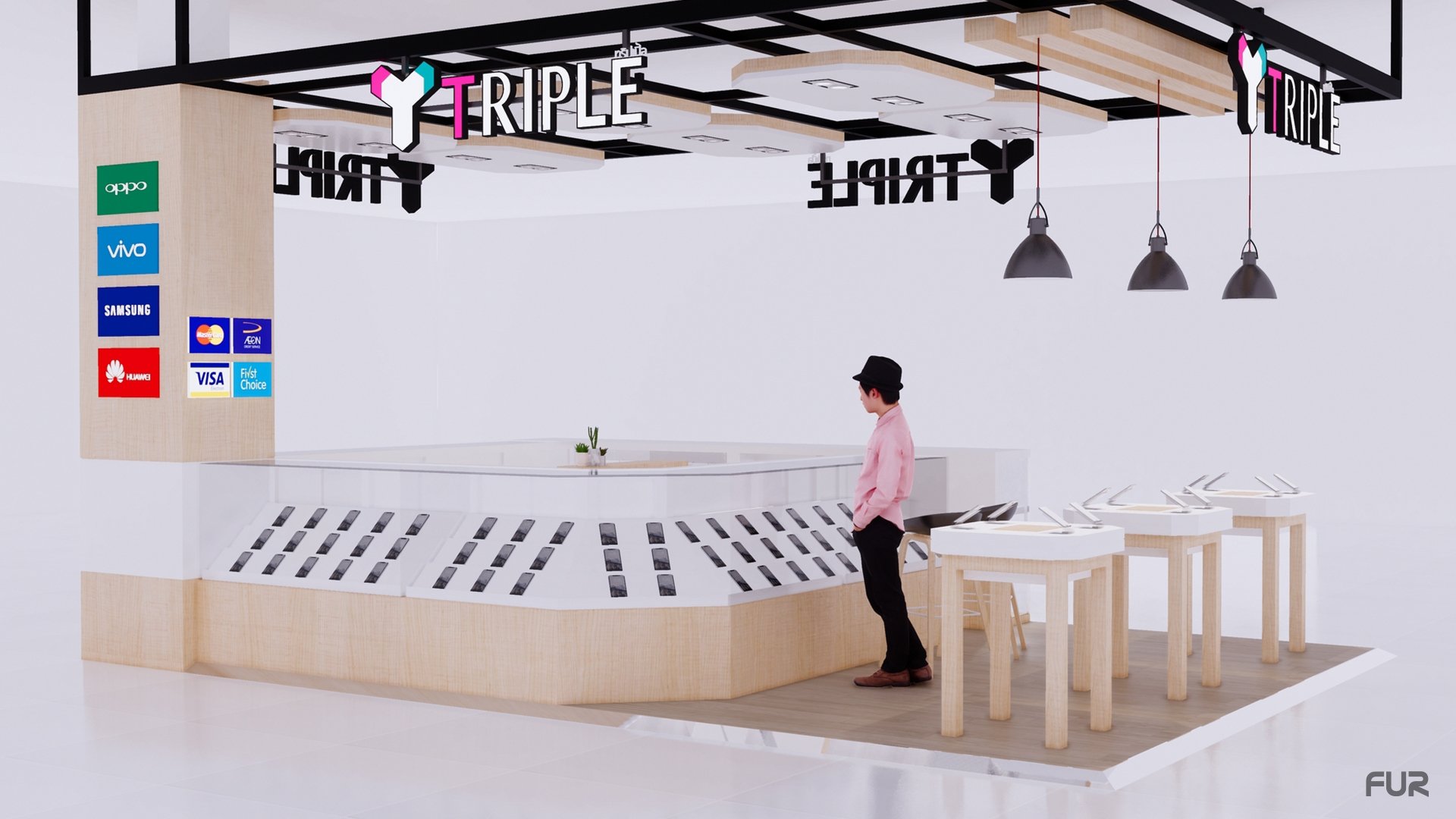 ออกแบบ 3D ร้านจำหน่ายมือถือ ร้าน TRIPLE SHOP จ.ชัยภูมิ - furstudio-design