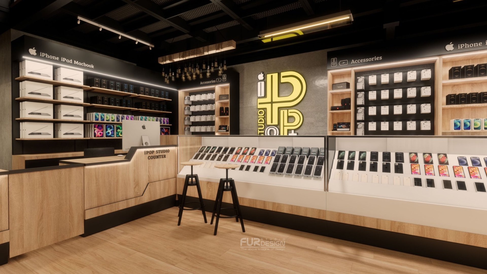 ออกแบบ ผลิต และติดตั้งร้าน : iPOP Studio Shop บุรีรัมย์