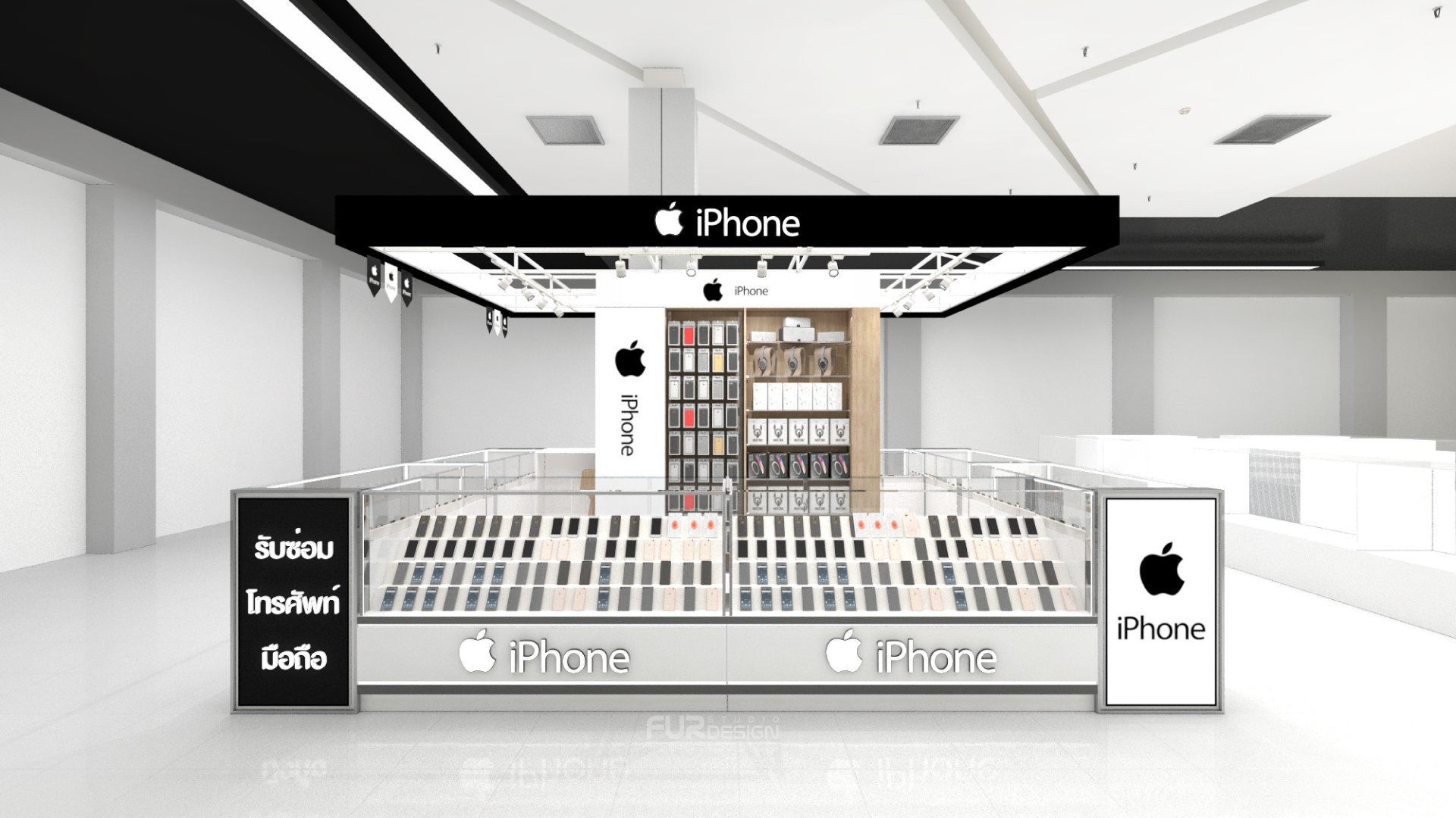 ออกแบบ ผลิต และติดตั้งร้าน : ร้าน iPhone Shop ห้างฯ โรบินสัน สกลนคร