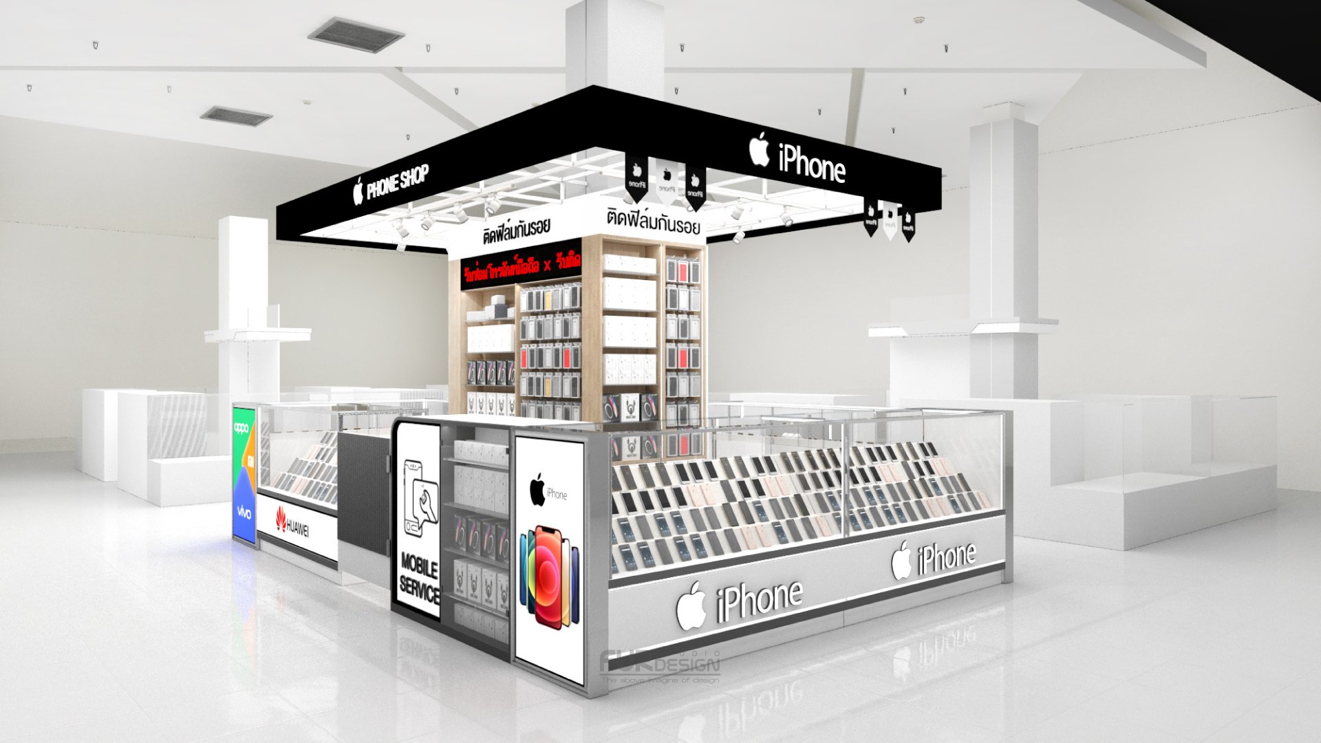ออกแบบ ผลิต และติดตั้งร้าน : ร้าน iPhone Shop ห้างฯ โรบินสัน สกลนคร