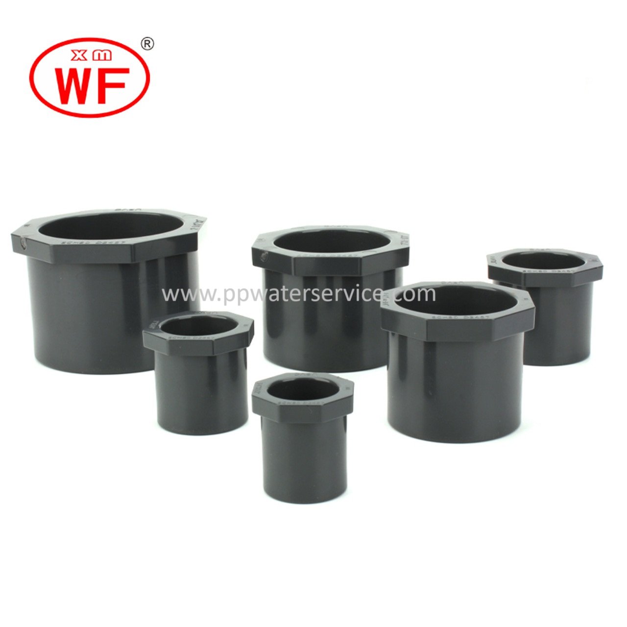 ลดเหลี่ยมแบบสวม WF UPVC ANSI Bushing 8"DN200 * 6"DN150 - ppwaterservice