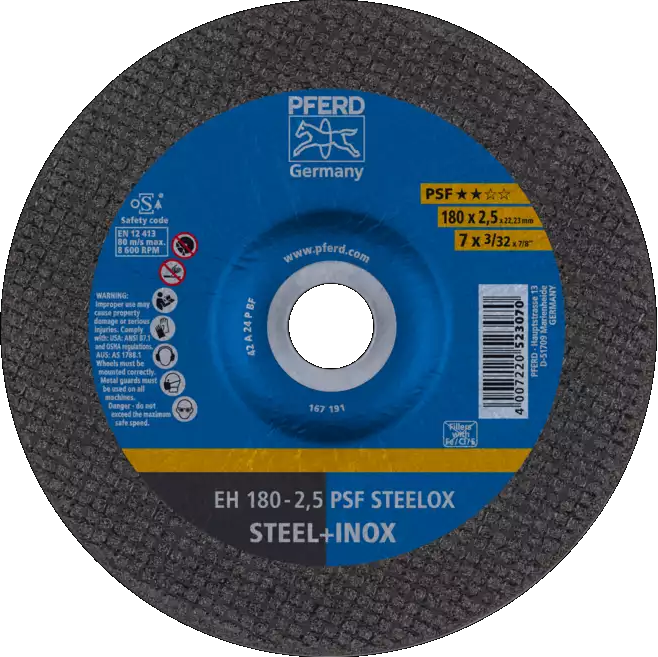 PFERD EH 180-2,5 PSF STEELOX ใบตัดสเตนเลส 7นิ้ว ตราม้าลอดห่วง - tp-toolsshop