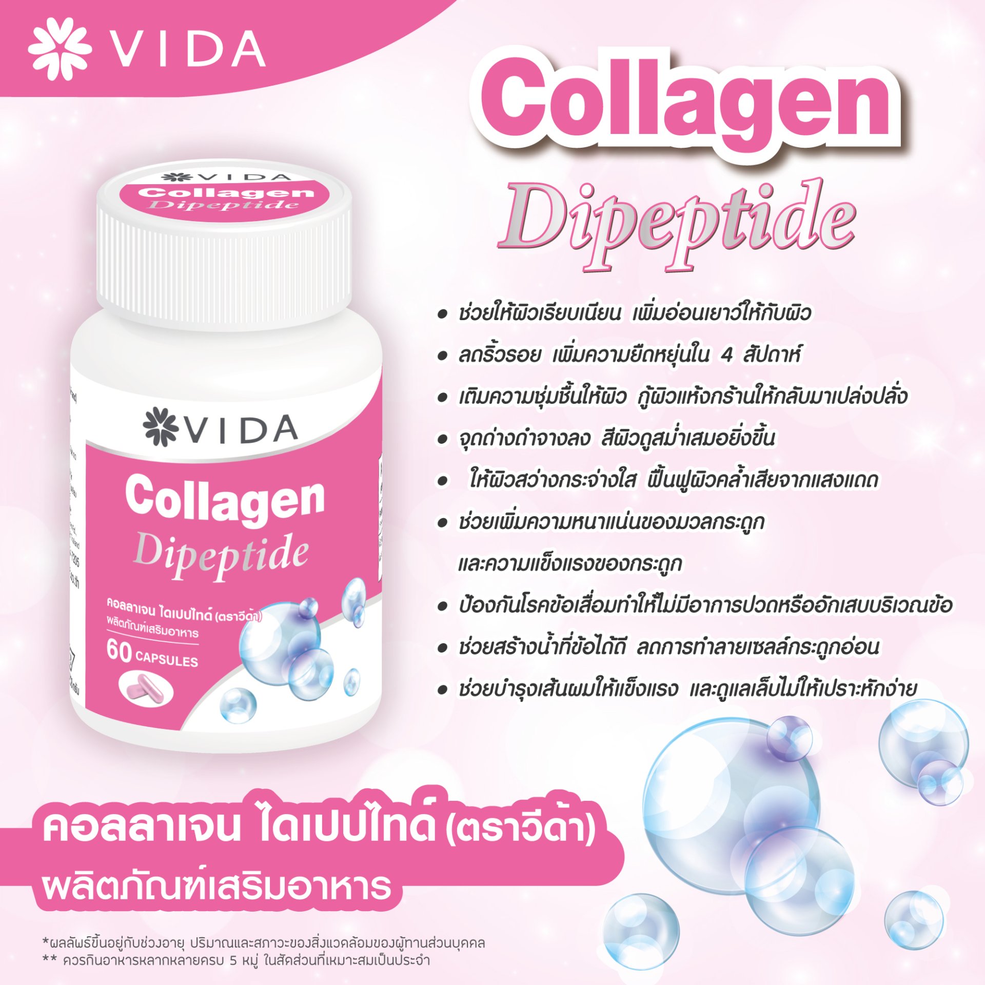 Vida Collagen Dipeptide 60 capsules - glutamaxonline